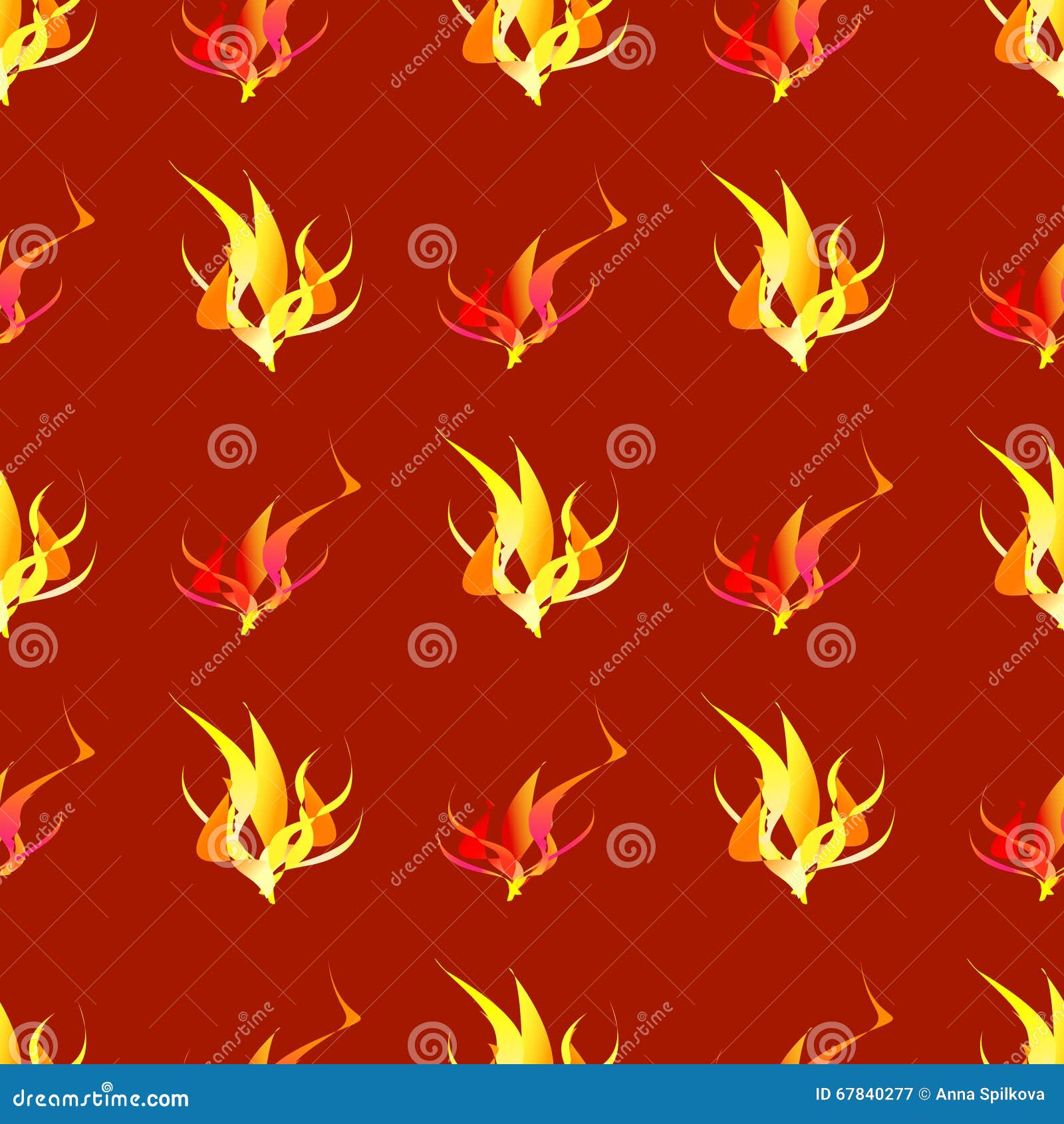 Abstract Seamless Red, Orange and Yellow Pattern with Fire and Flames ...