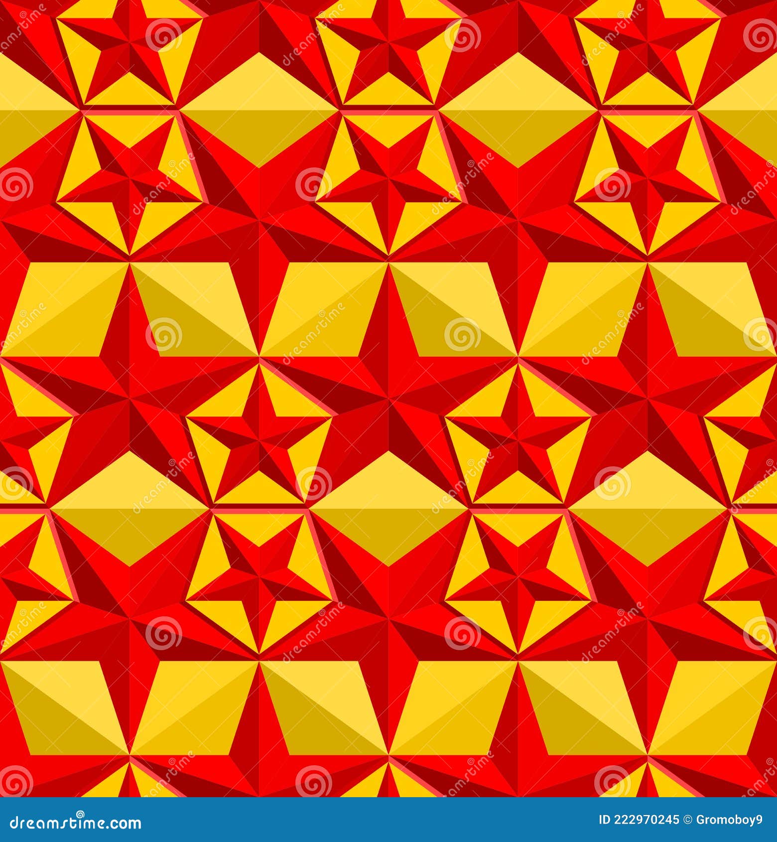 Abstract Seamless Relief Pattern with Red Five-pointed Stars on Gold ...