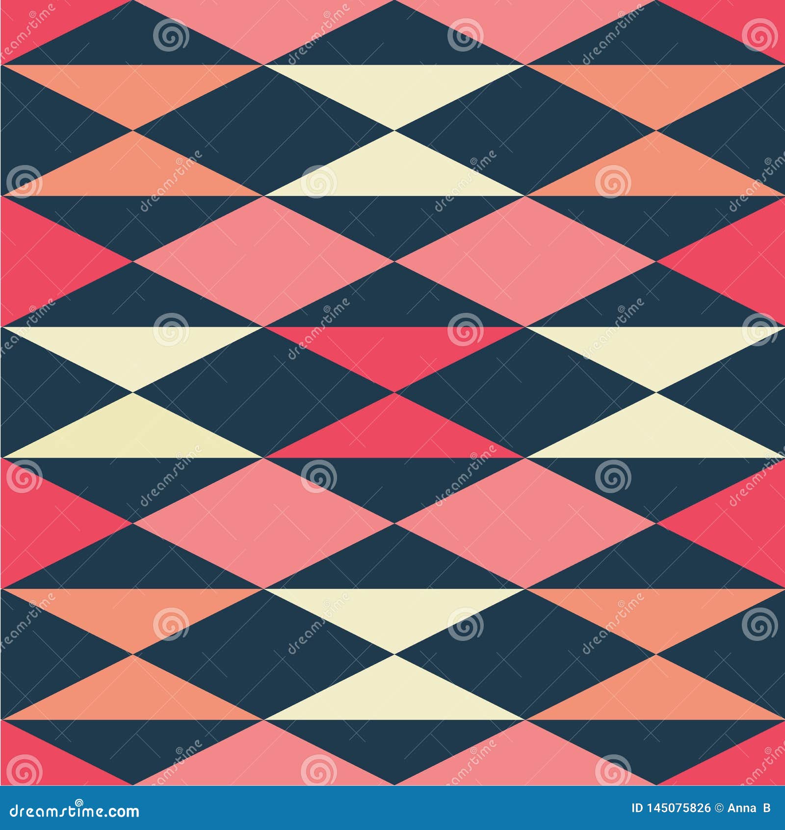 Abstract Seamless Repeat of Triangle and Diamond Shapes. Retro ...