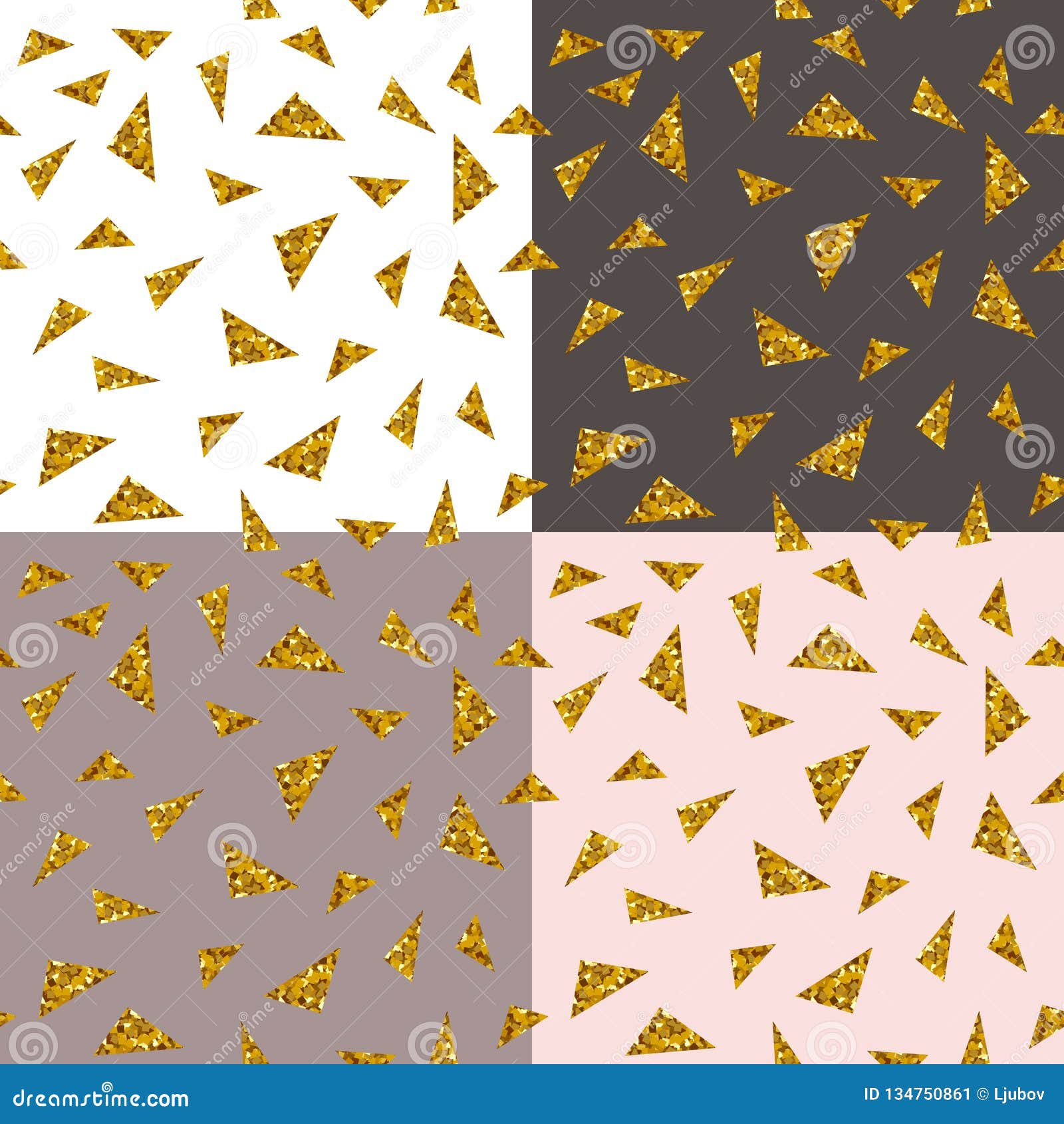 Abstract Seamless Repeating Pattern with Gold Glitter Triangles on ...