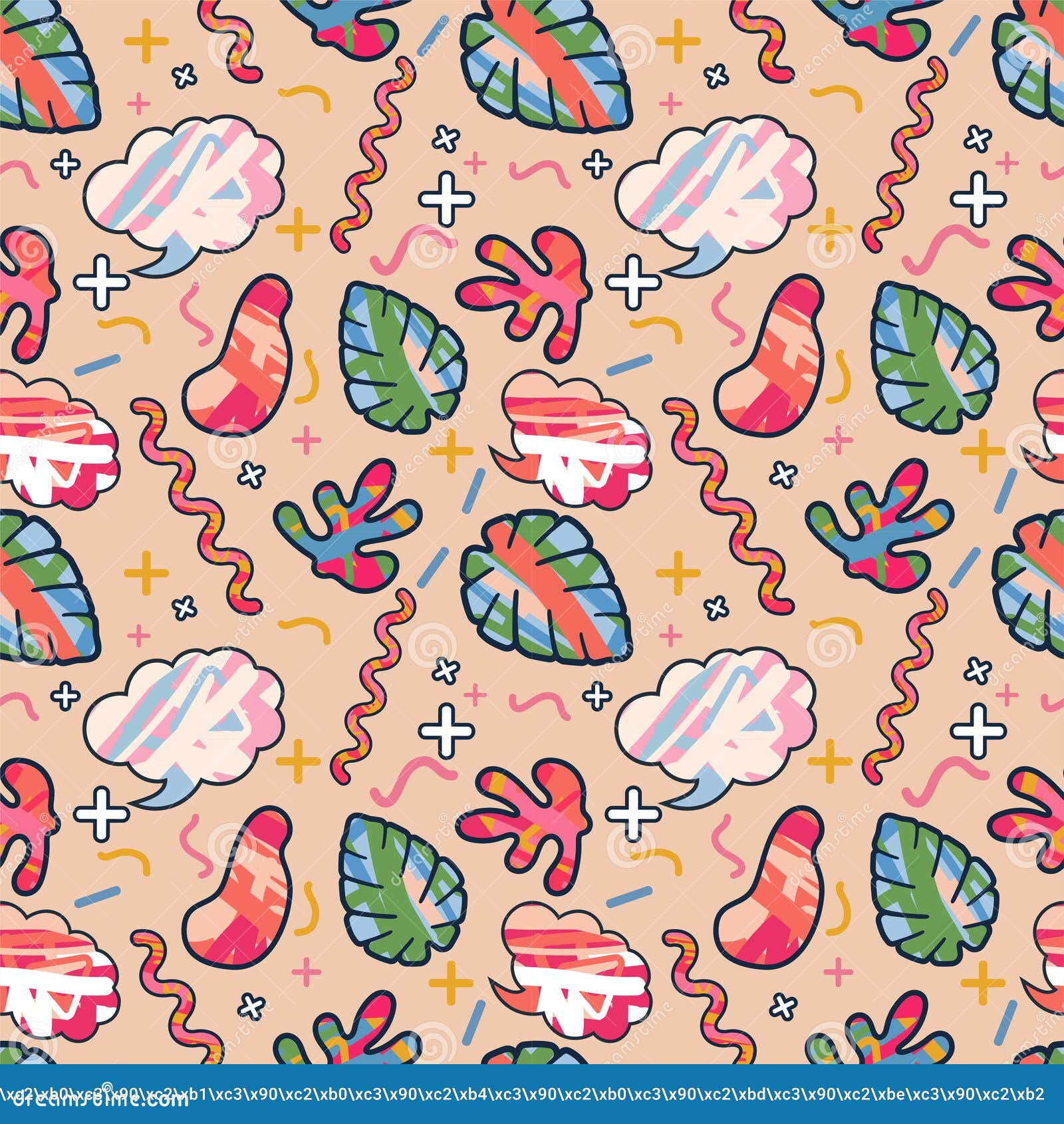 Abstract Seamless Shape in Vibrant Colors. Creative Repeating ...