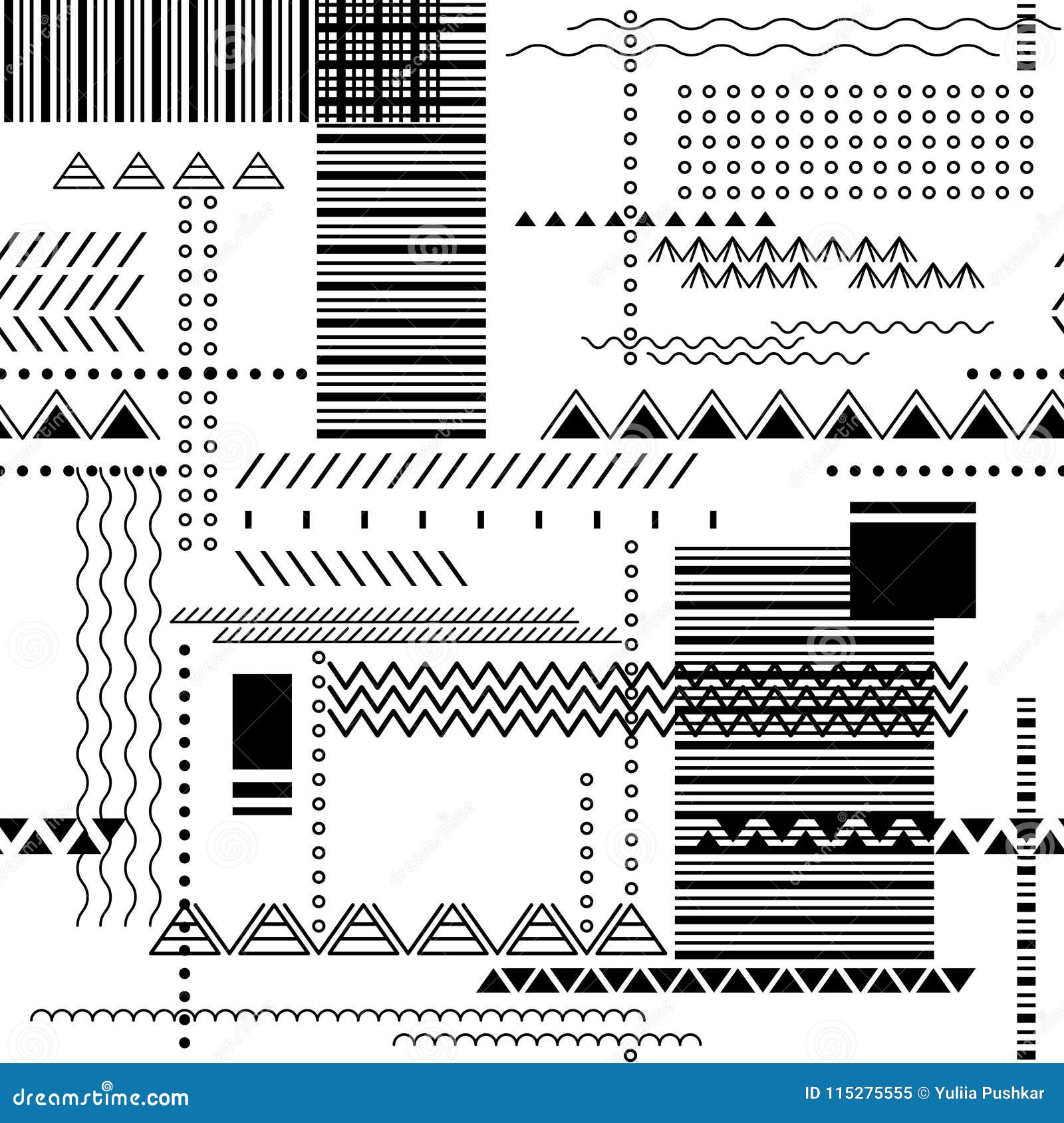 Abstract Seamless Techno Background. Geometric Vector Pattern in White ...