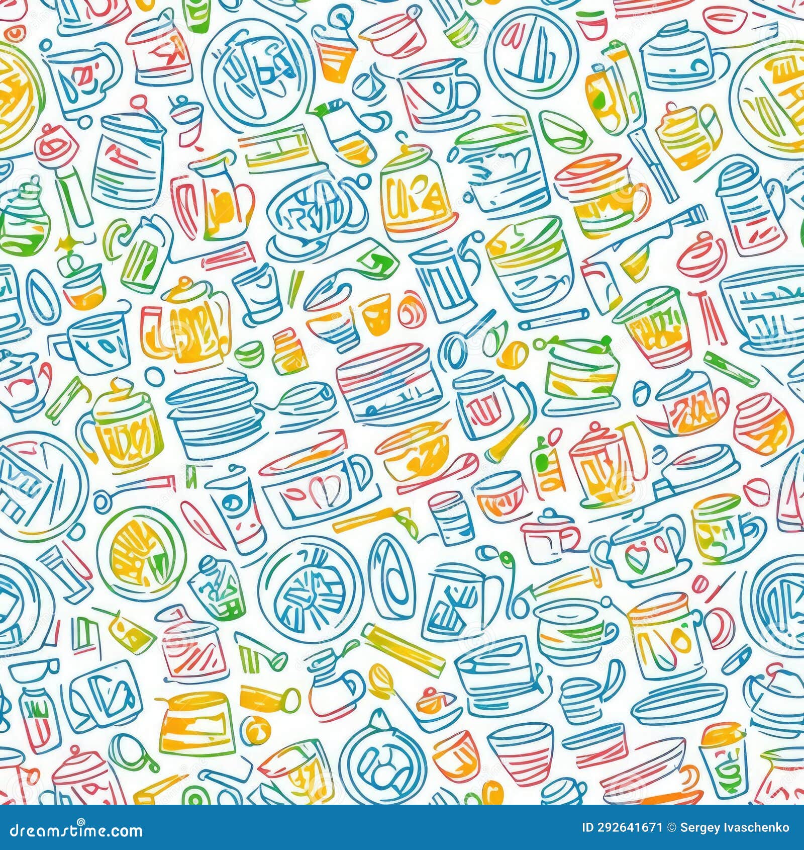 Abstract Seamless Texture of Dishes in Colored Lines Stock Illustration ...