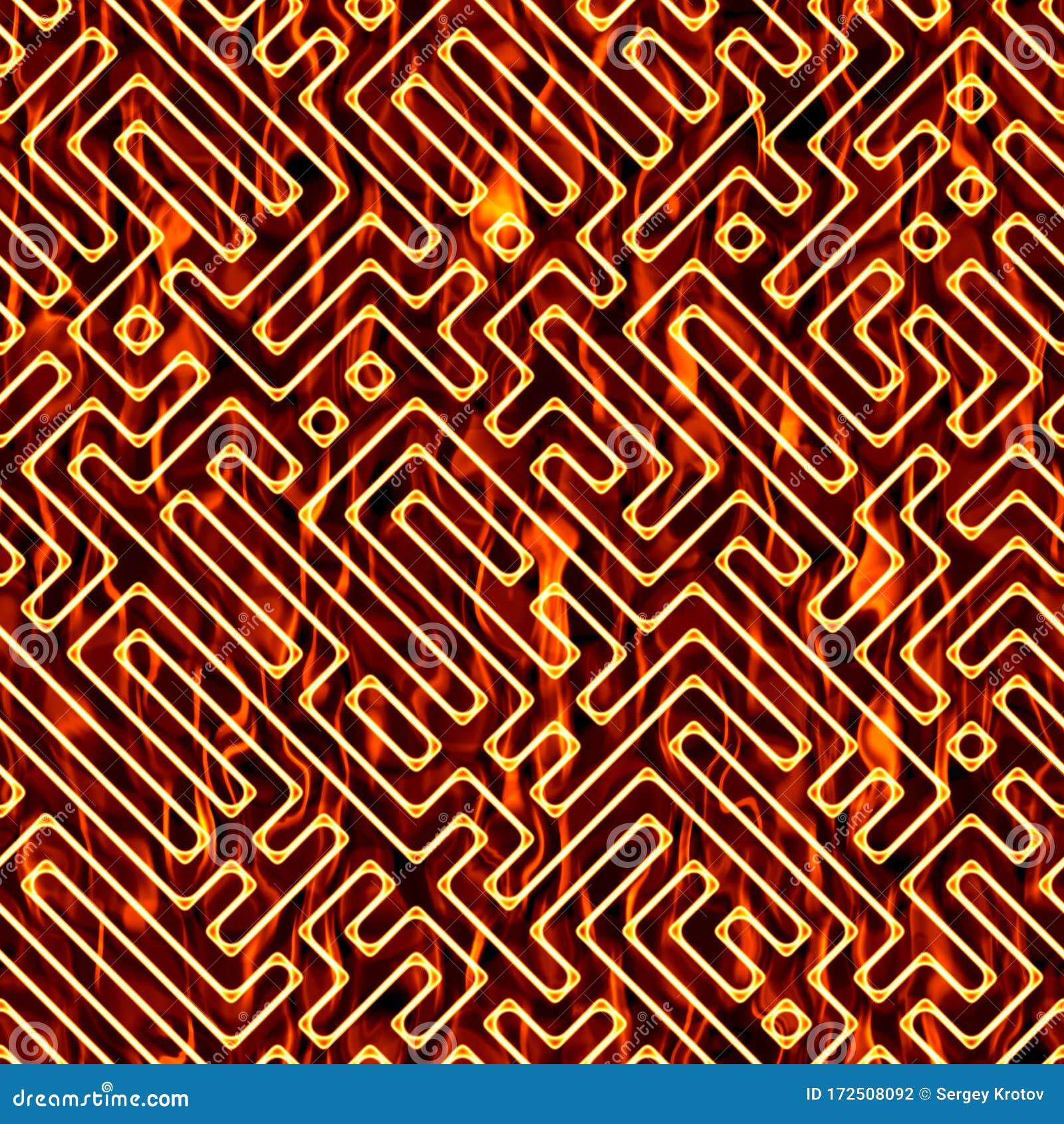 Abstract Seamless Texture Made of Fire Labyrinth Wall Pattern Stock ...