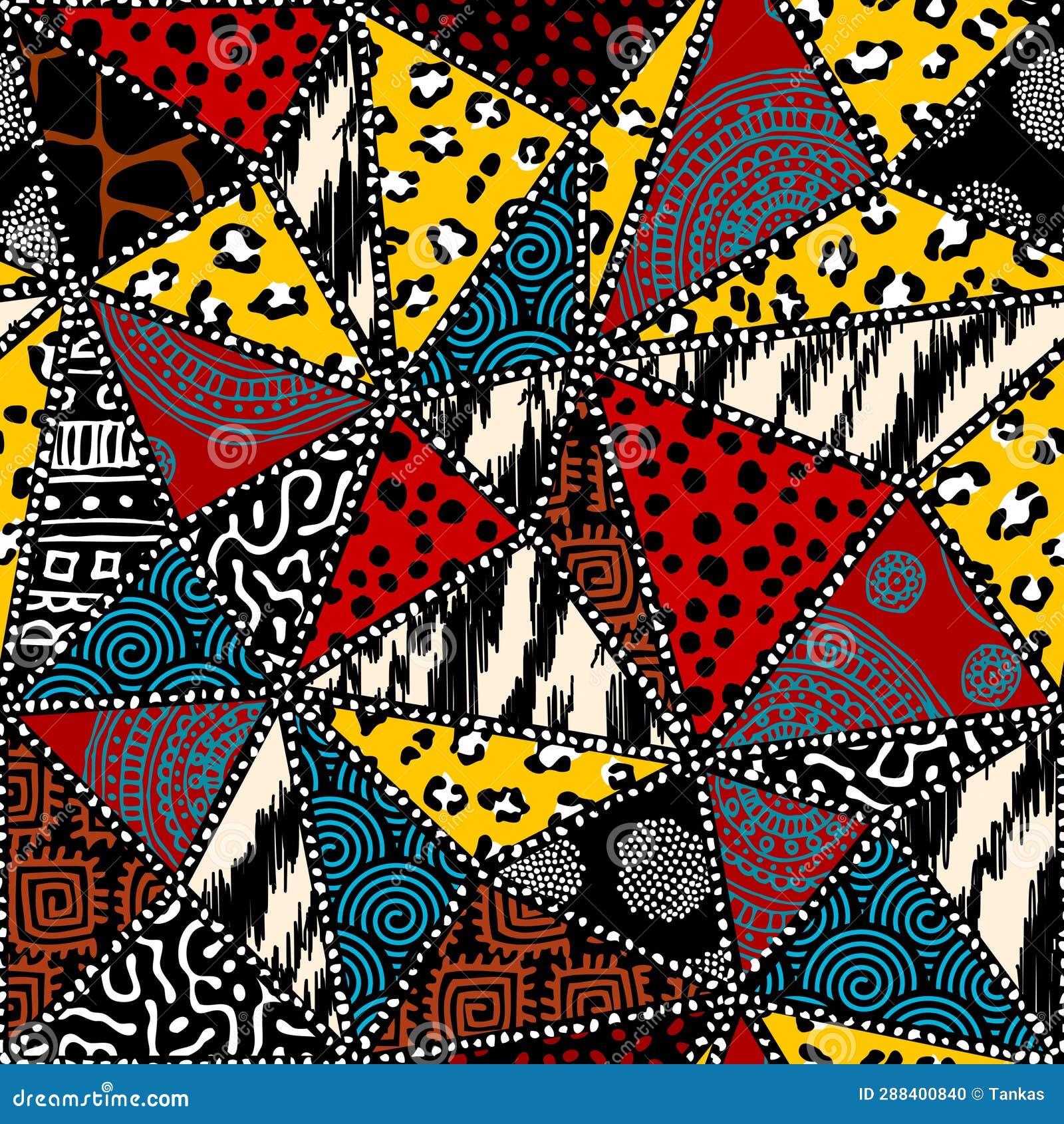 Geometric Abstract Triangles Pattern. Afro Style. Seamless Vector Image ...