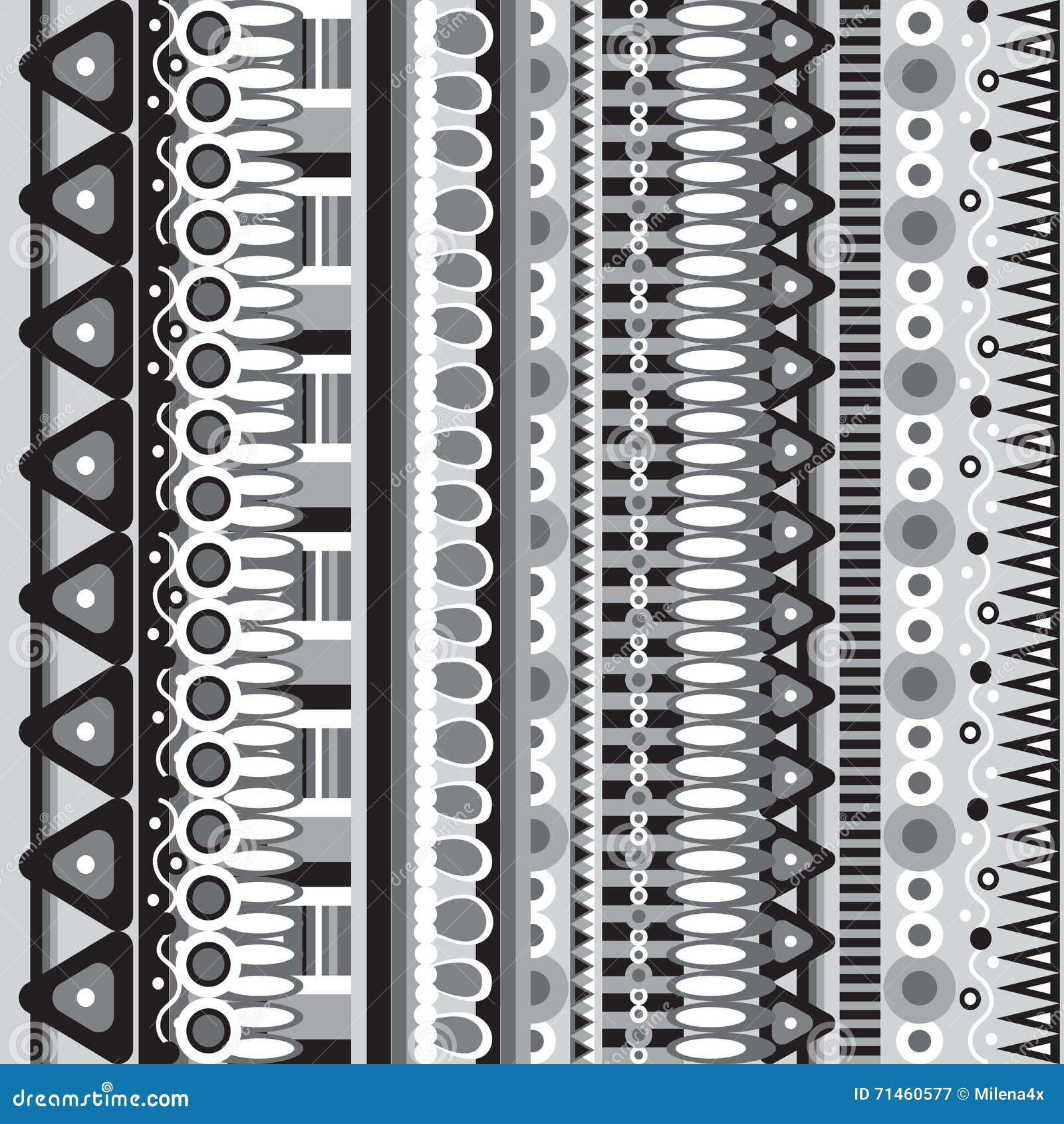 Abstract Seamless Tribal Ethnic Background, Black and White, Vector ...