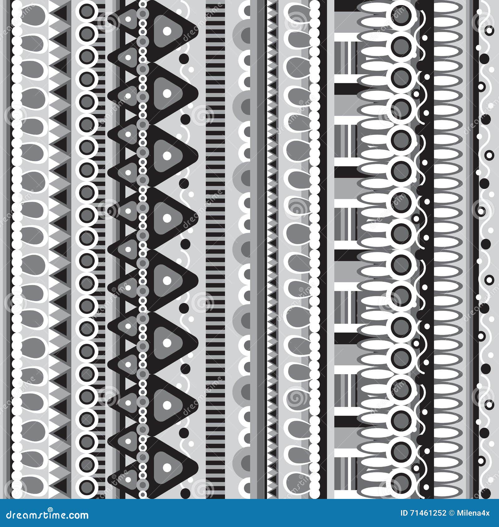Abstract Seamless Tribal Ethnic Background, Black and White, Vector ...