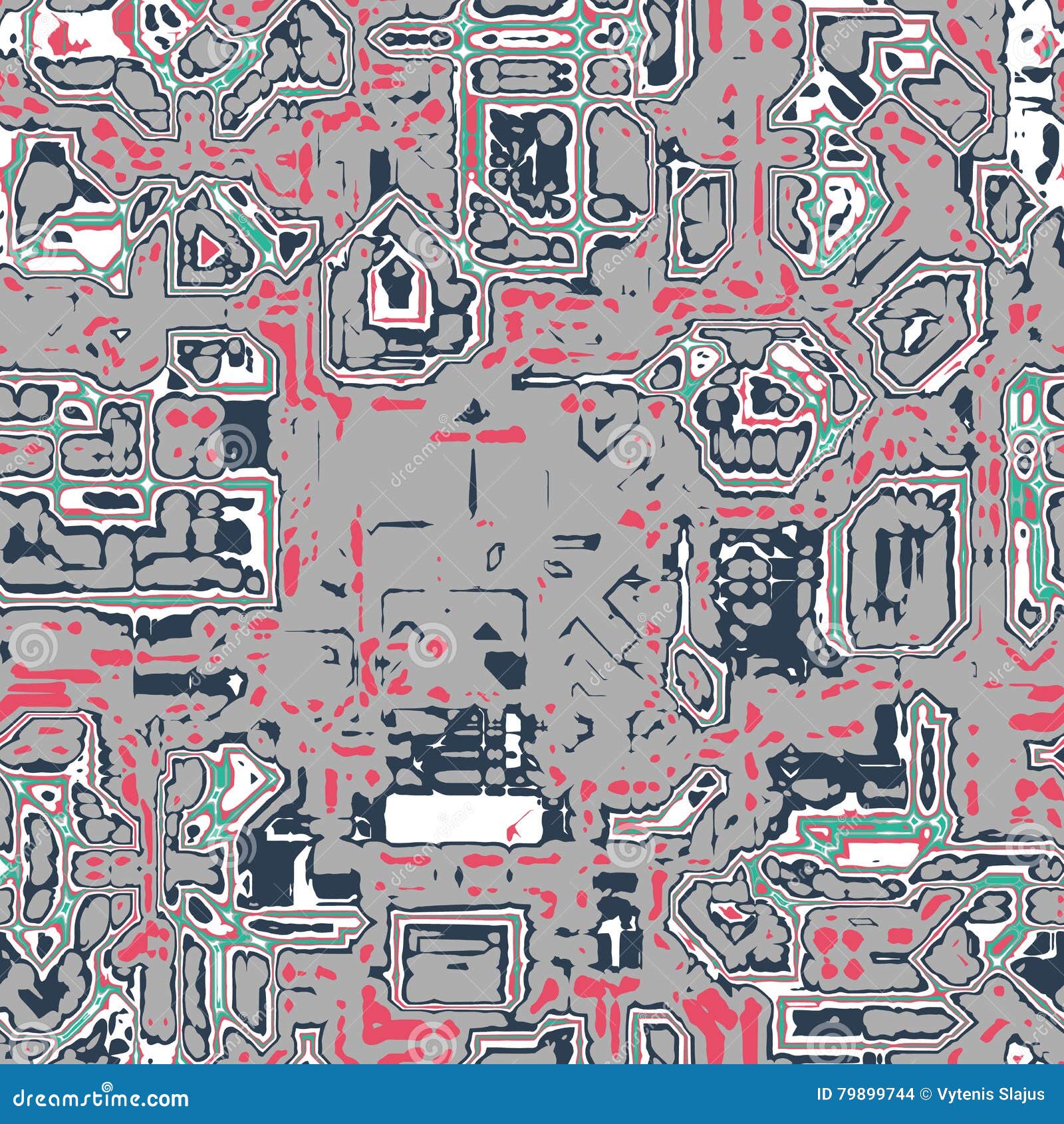 Abstract Seamless Vector Pattern of Grunge Techno Ornaments Stock ...