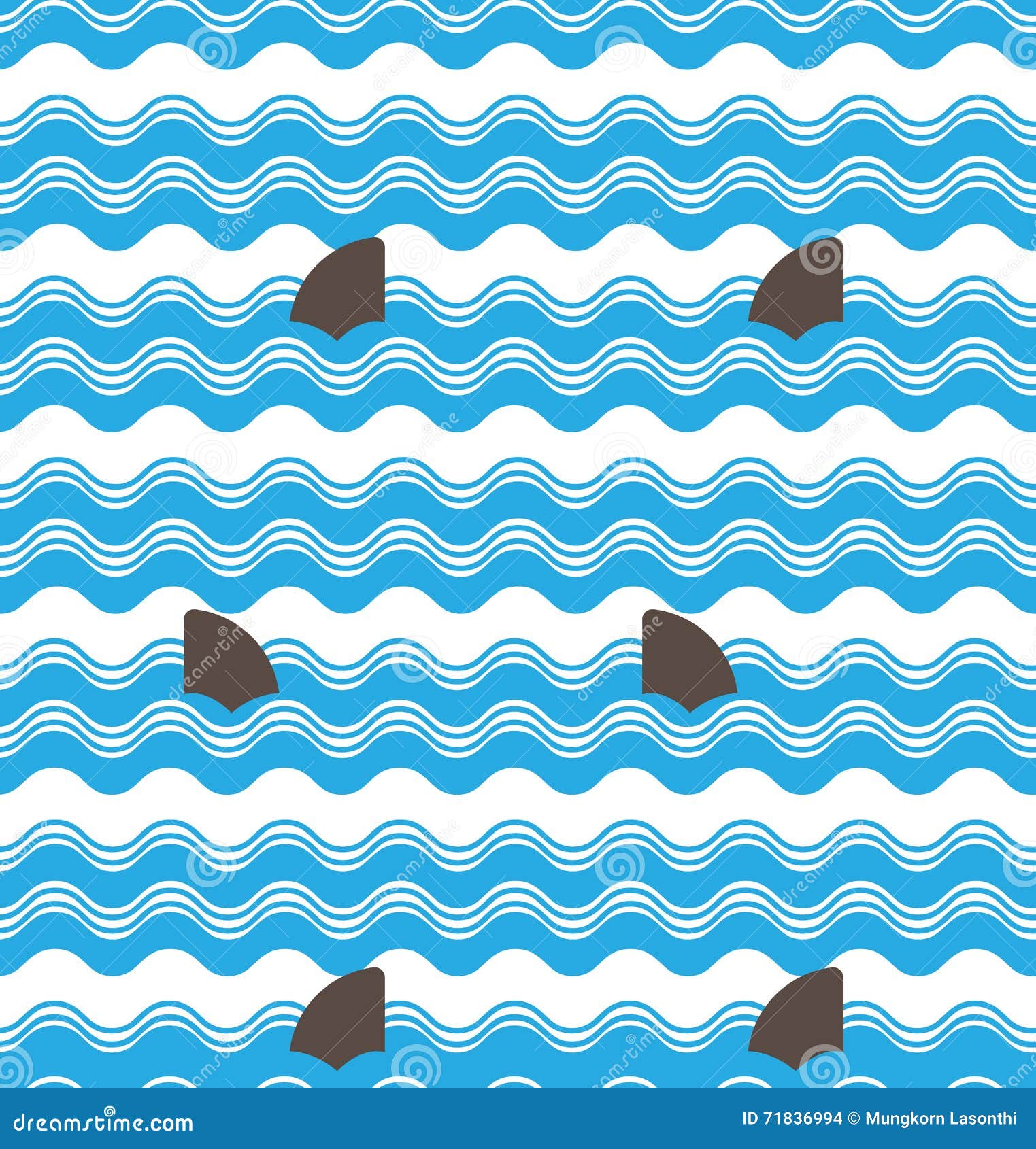 Abstract Seamless Wave Stripes Patterns with Shark Fin,Repeating ...