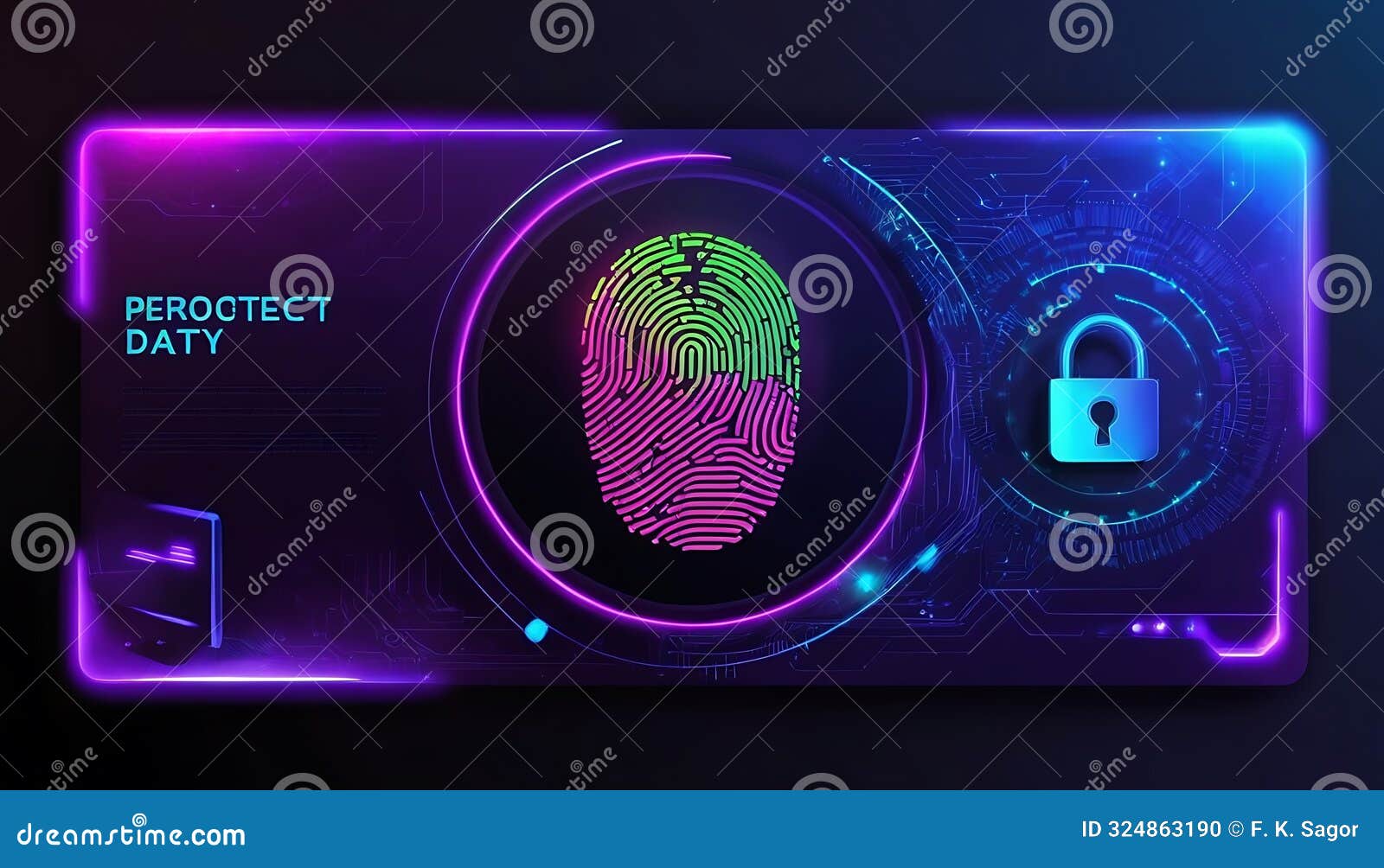 Neon fingerprint wallpaper stock illustration. Illustration of ...