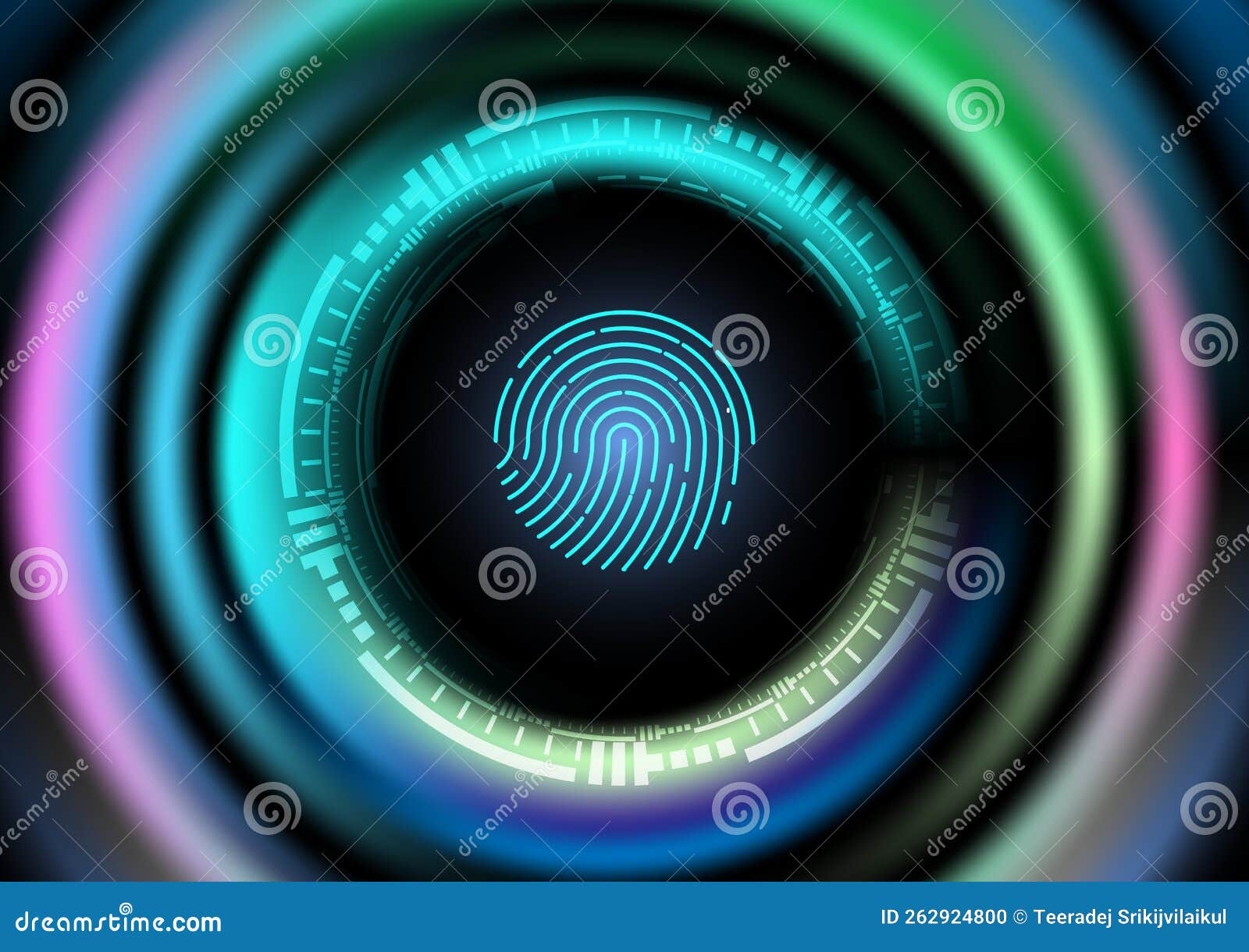 Abstract Security Concept. Fingerprint on Futuristic Technology ...