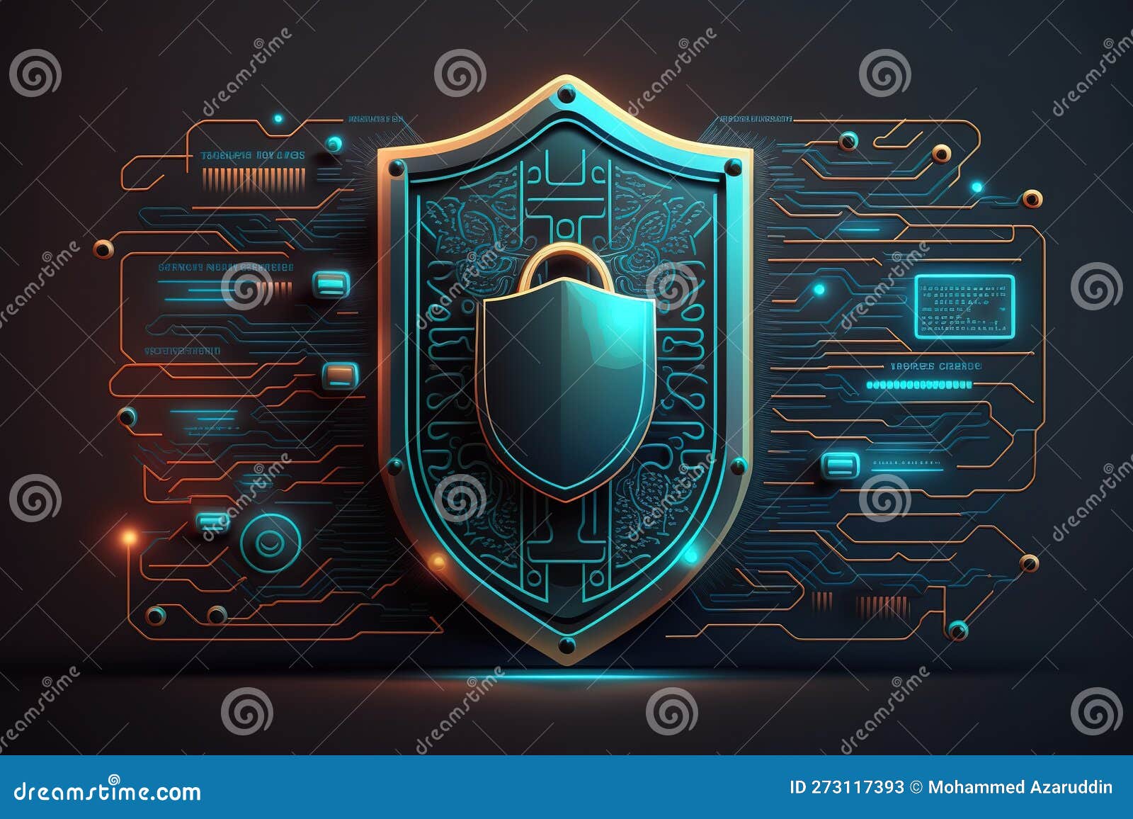 Abstract Security Digital Technology Background. Protection Mechanism ...