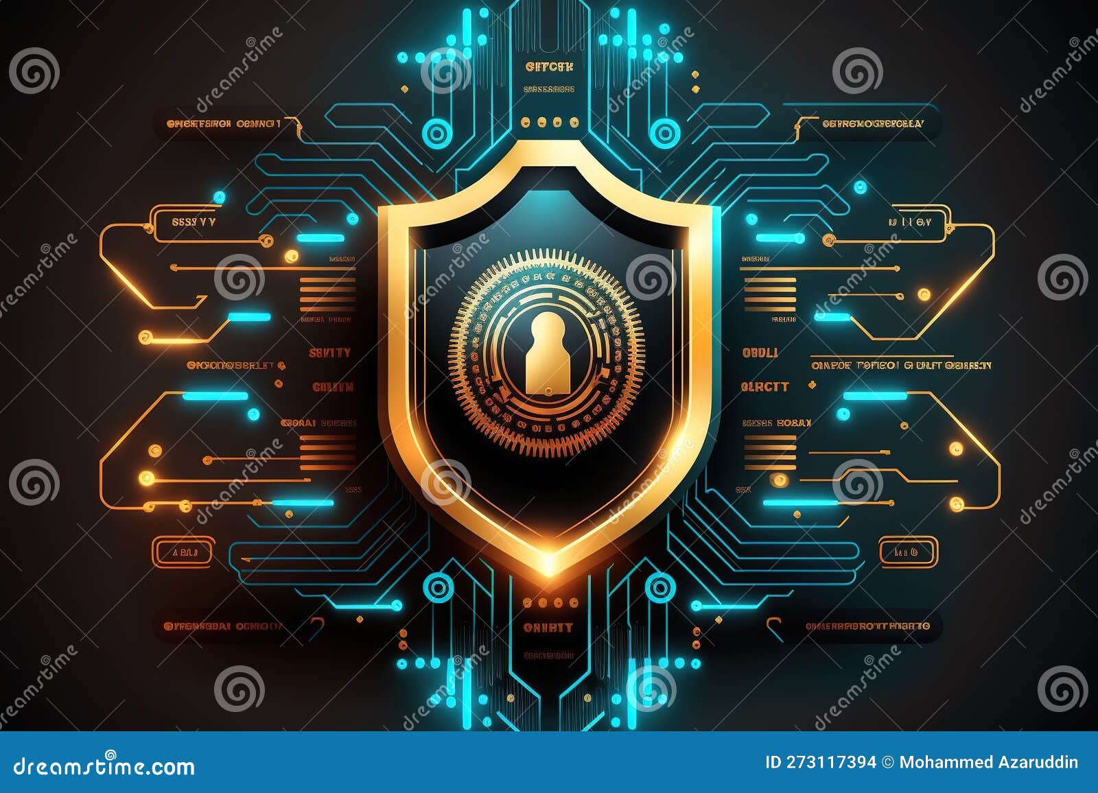 Abstract Security Digital Technology Background. Protection Mechanism ...