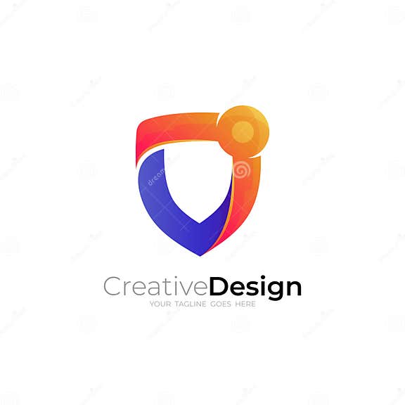 Abstract Security Logo with Shield, Colorful Design, Technology Stock ...