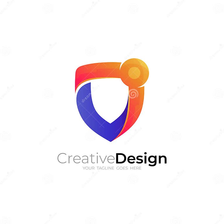 Abstract Security Logo with Shield, Colorful Design, Technology Stock ...