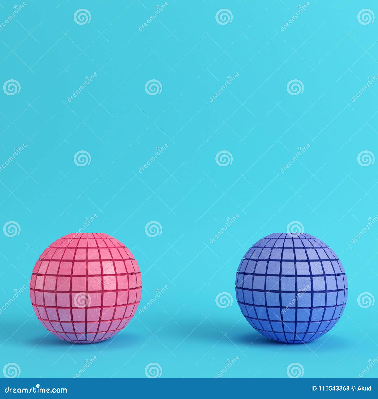 Abstract Segmented Spheres on Bright Blue Background in Pastel C Stock ...