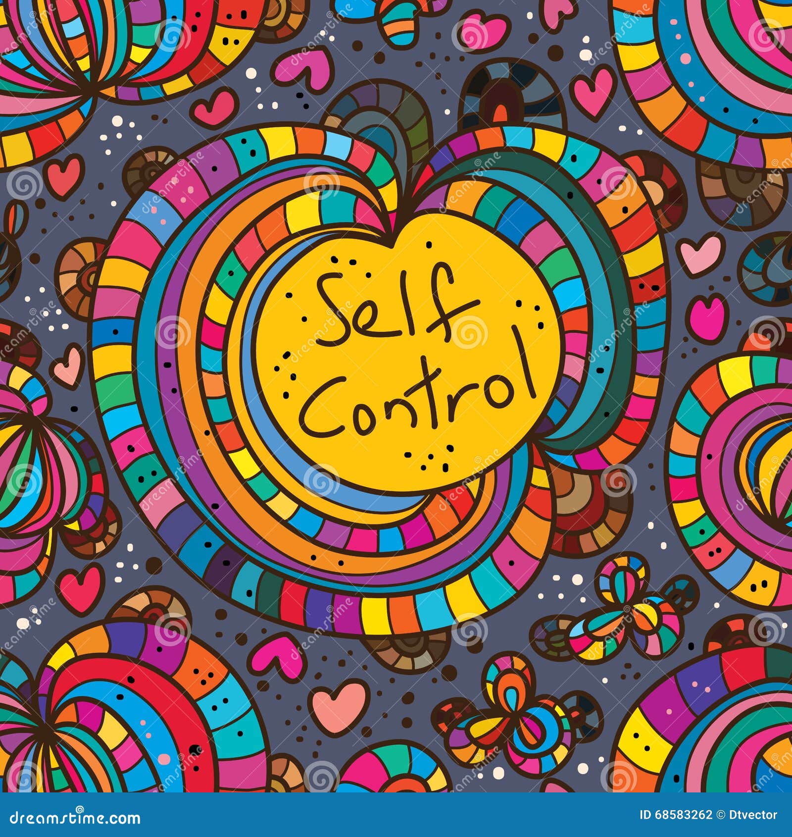 Abstract Self Control Drawing Seamless Pattern Stock Vector ...