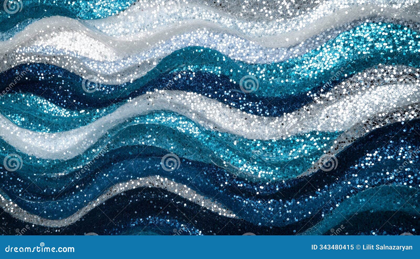 Abstract Sequin Wall Art with Shimmering Blue and Silver Patterns ...