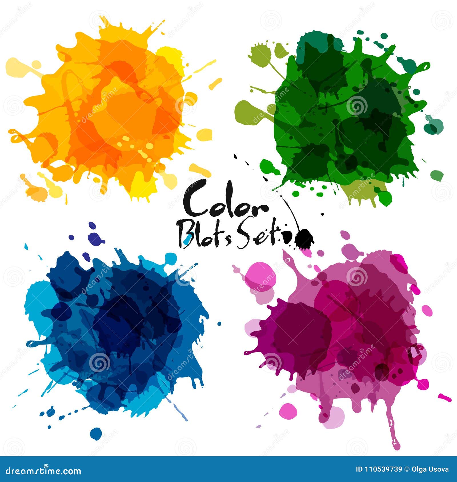 Abstract Set of Color Blots. Stock Vector - Illustration of paper, blot ...