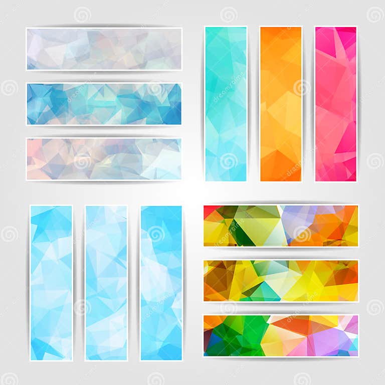 Abstract Set of Different Colorful Banners with Modern Triangular ...