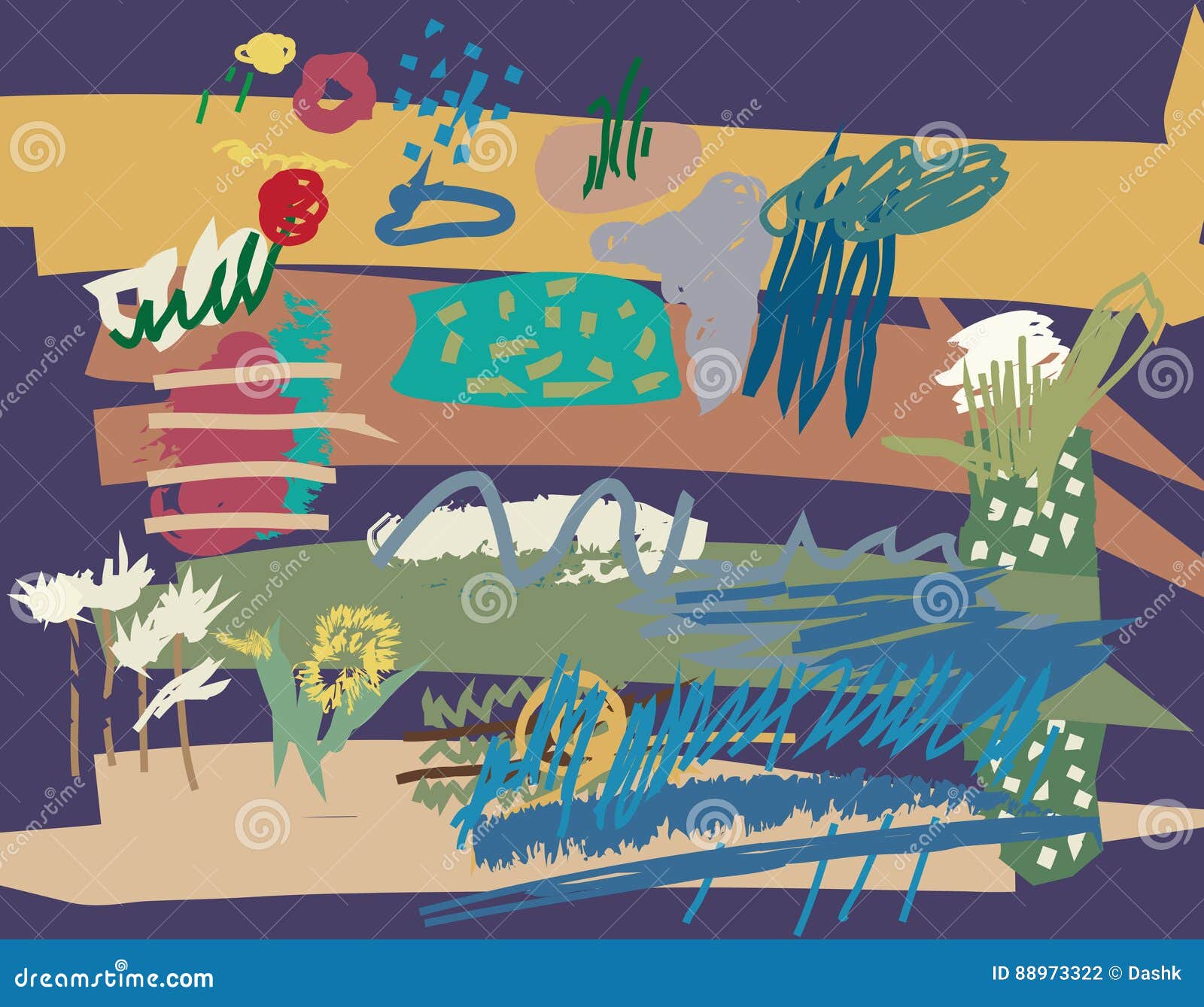 Abstract Set Elements Spring Floral Art Background. Stock Vector ...