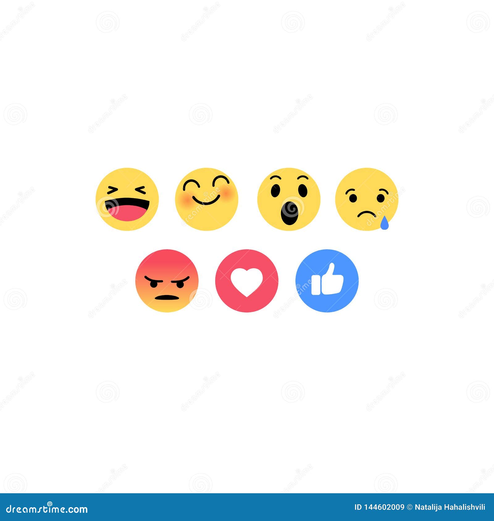 Abstract Set of Emoticons. Emoji Flat Style Icons on White Background ...