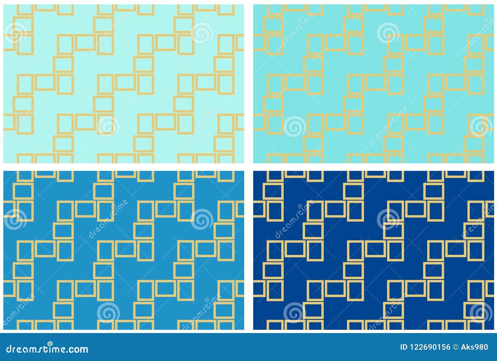 Abstract Set of Four Seamless Pattern Textures of Golden Rectangular ...
