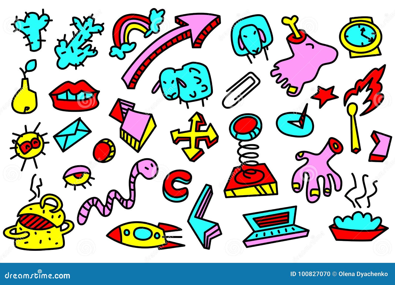 Abstract Set with Many Items. Collection with Different Objects Stock ...