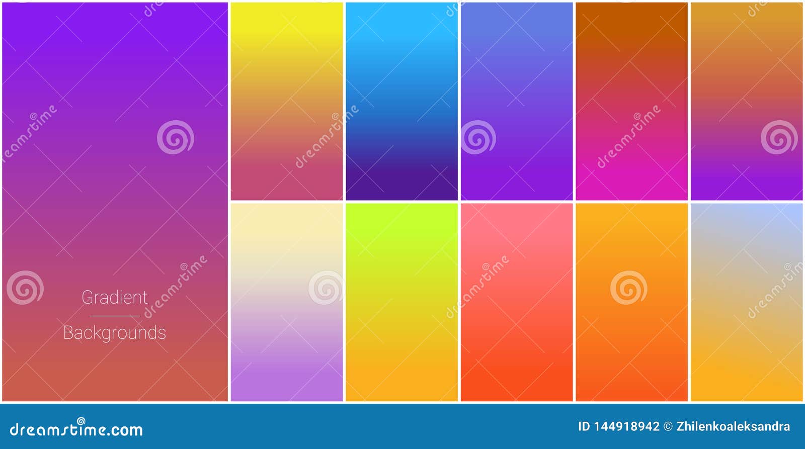 Abstract Set of Modern Bright Color Gradient Backgrounds and Texture ...