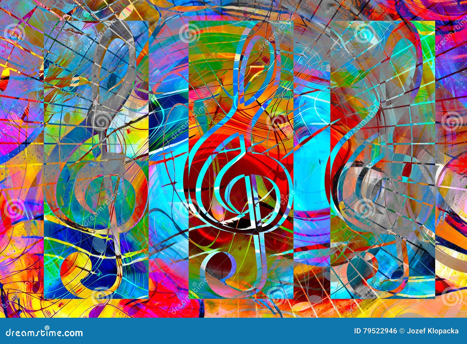 Abstract Set of Music Clefs and Lines with Notes, Music Theme Graphic ...