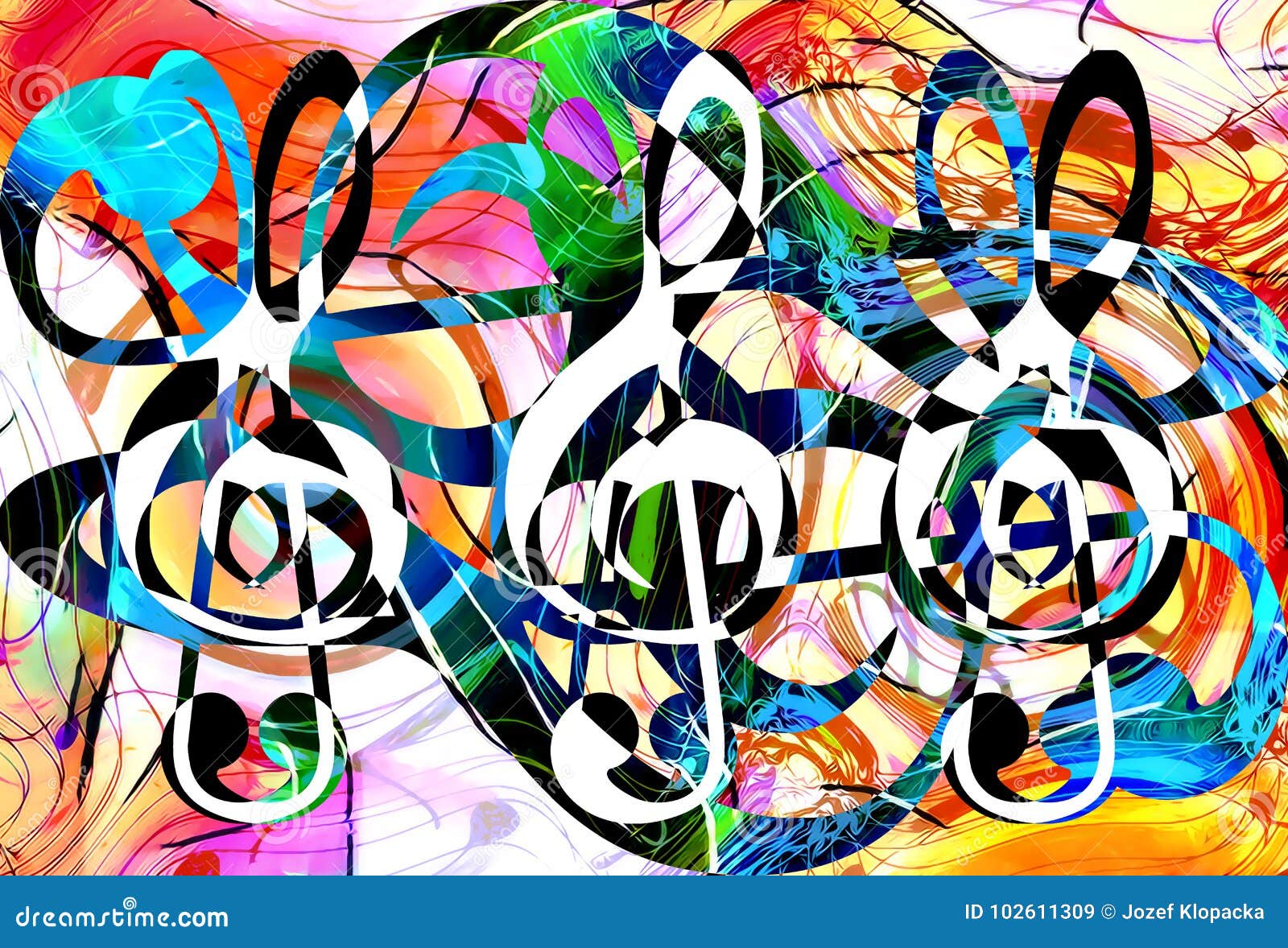 Music Clefs Radial Rainbow Pattern Cartoon Vector | CartoonDealer.com ...