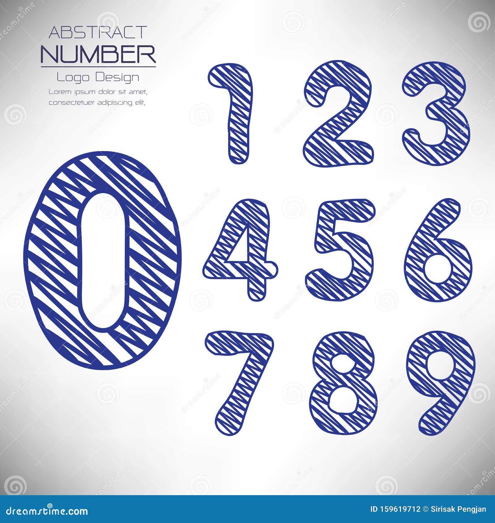 Abstract Set of Number Template, Design the Scribble Handwriting Vector ...
