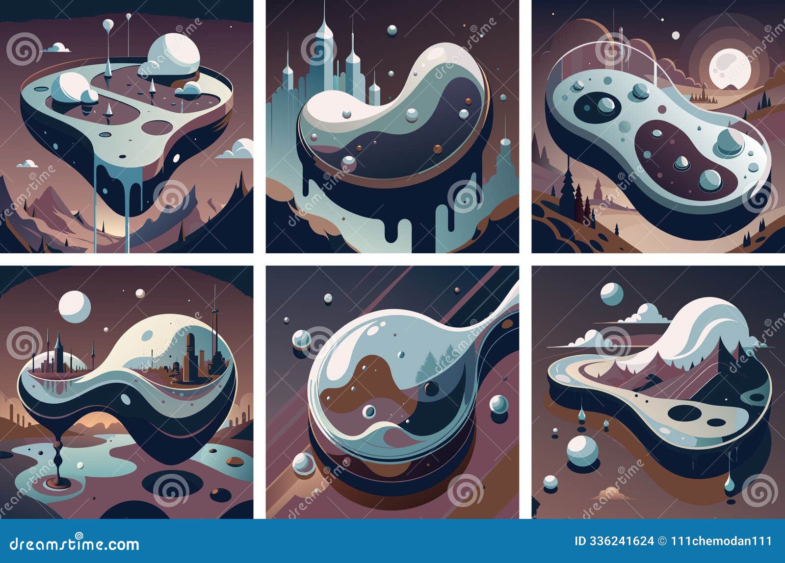 Abstract Set Templates Liquid Drops and Splash Effects Stock ...