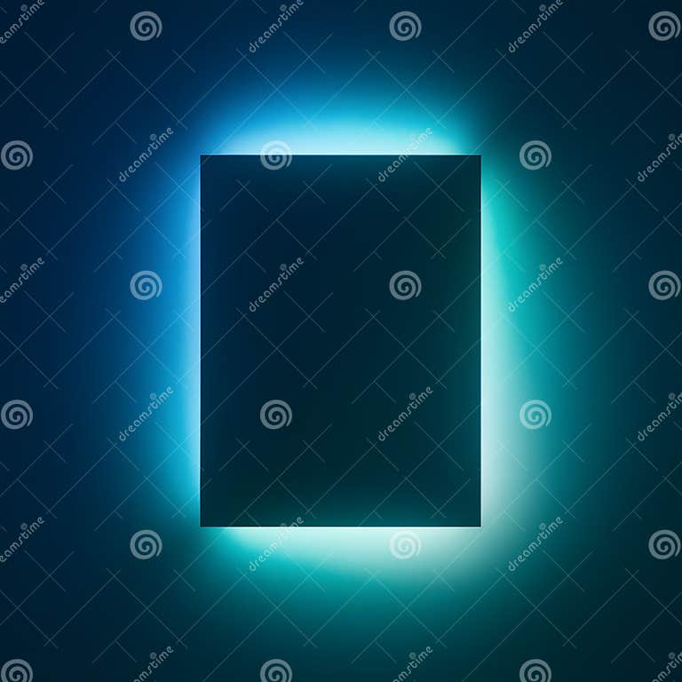 Abstract Setting with Glowing Rectangular Frame on Deep Blue Background ...