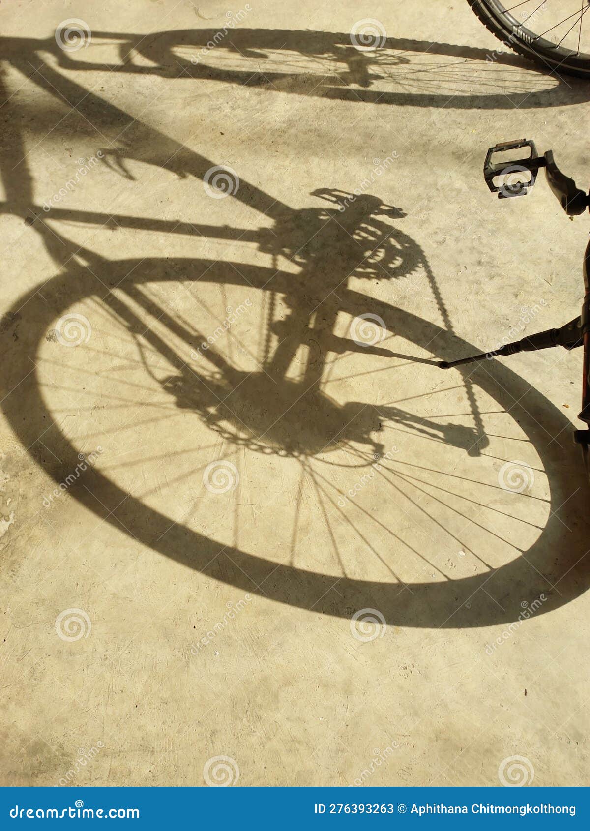 Abstract Shadow on Cement Floor. Shadow of Bicycle Part on Ground ...