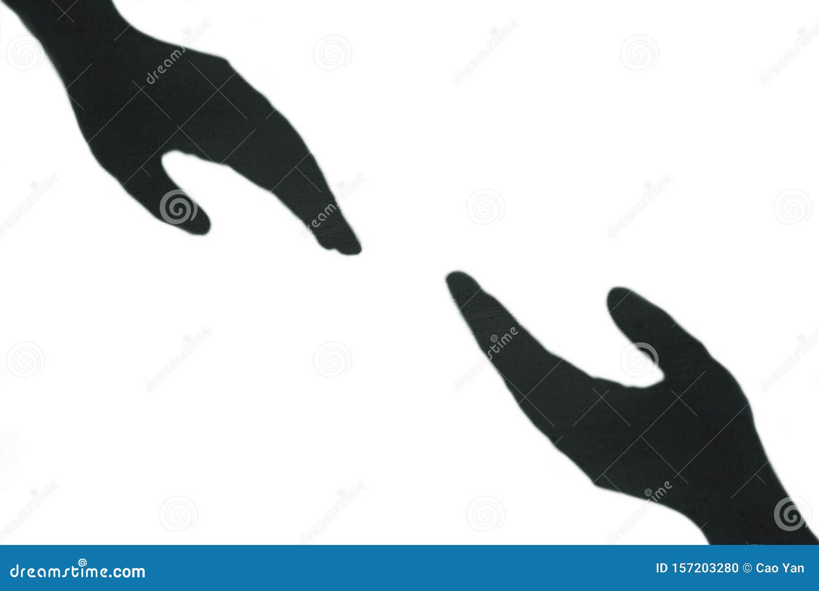 An Abstract Shadow of Two Hands on a Pure White Background. Stock Photo ...