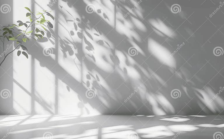 Abstract Shadows of Window and Tree Leaves on White Wall for Design ...