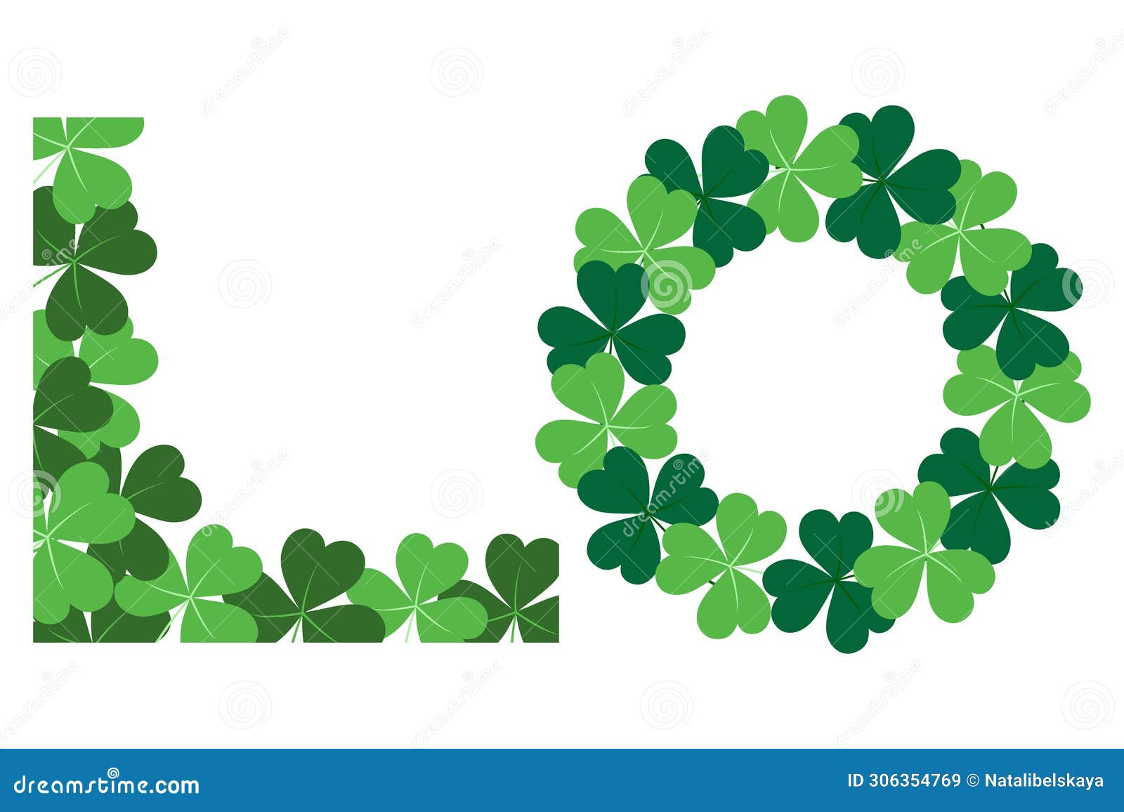 Abstract Shamrocks Frame Border with Copy Space Inside. Design Concept ...