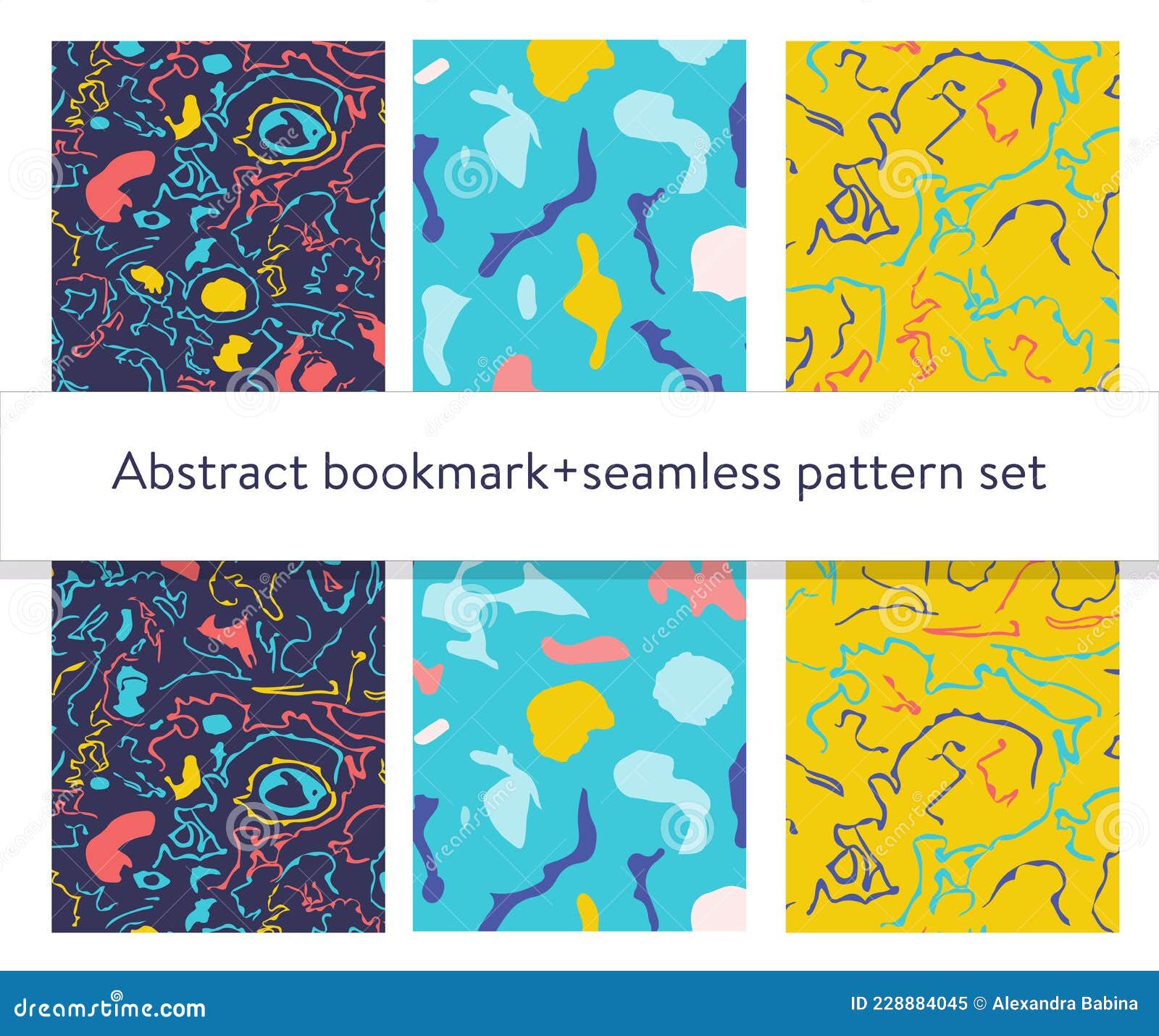 Abstract Shape Bookmark and Seamless Pattern Set. Stock Vector ...