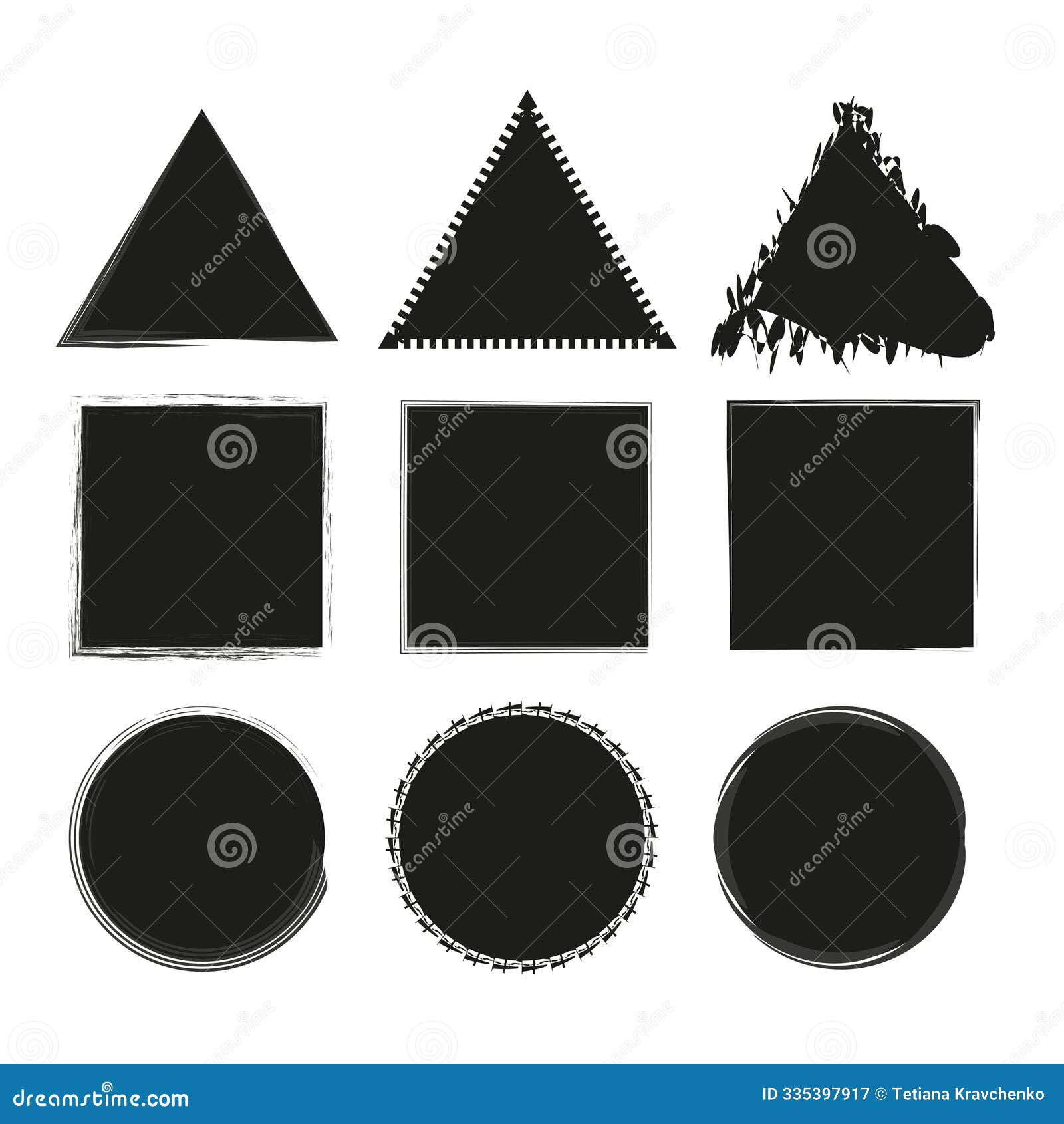 Abstract Shape Collection. Triangle, Square, and Circle Icons. Grunge ...