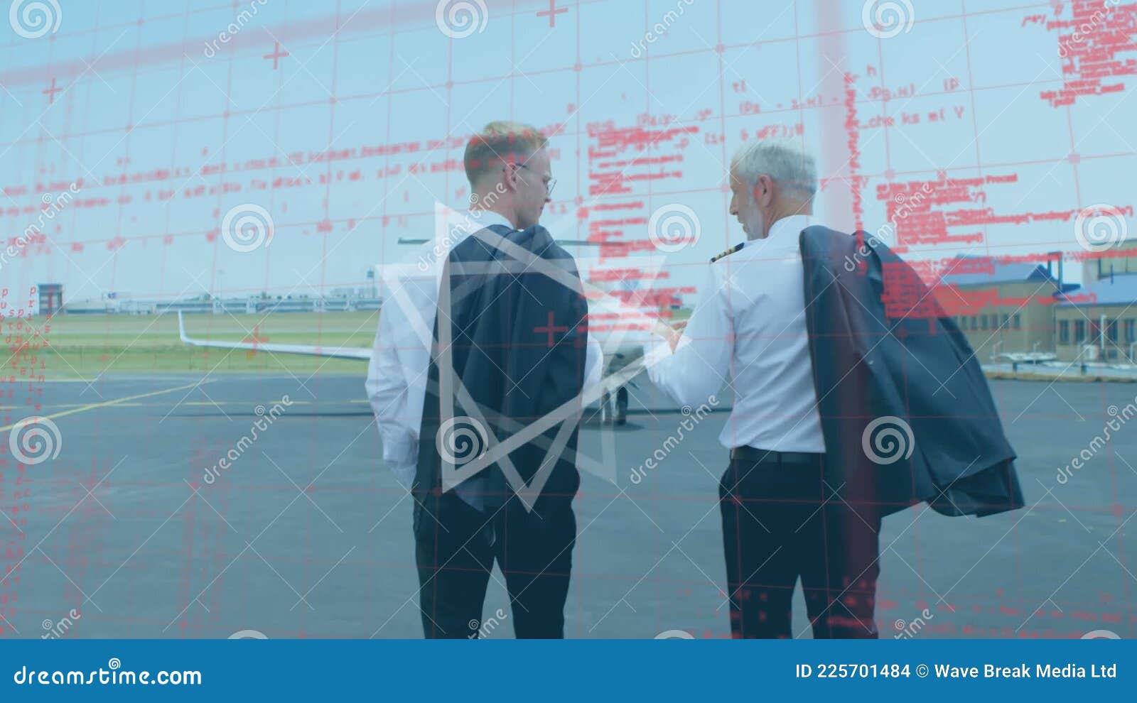 Abstract Shape and Data Processing Over Caucasian Two Pilots Talking ...