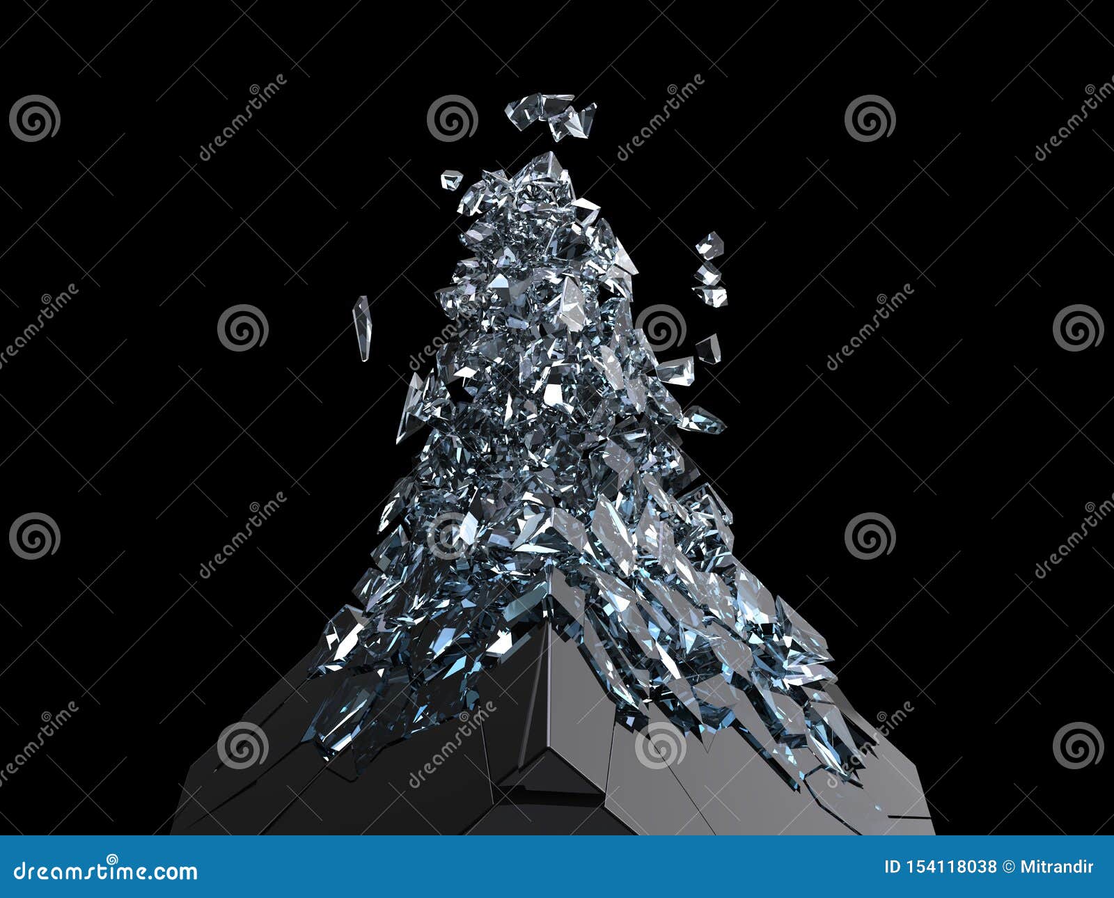 Abstract Shape Exploding into Thousand Small Glass Pieces Stock ...