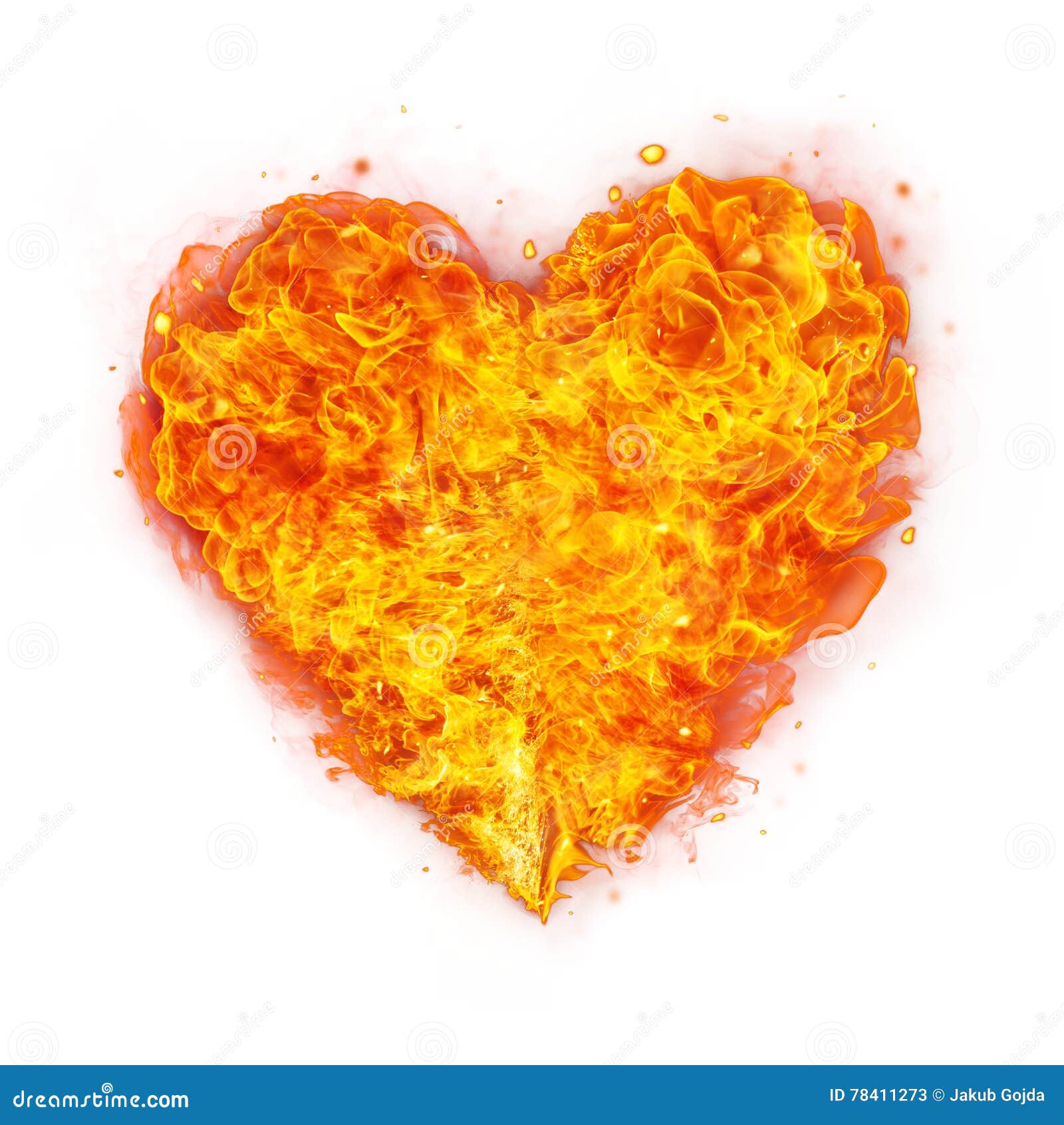 Abstract Shape of Fire Heart on White Stock Image - Image of flame ...