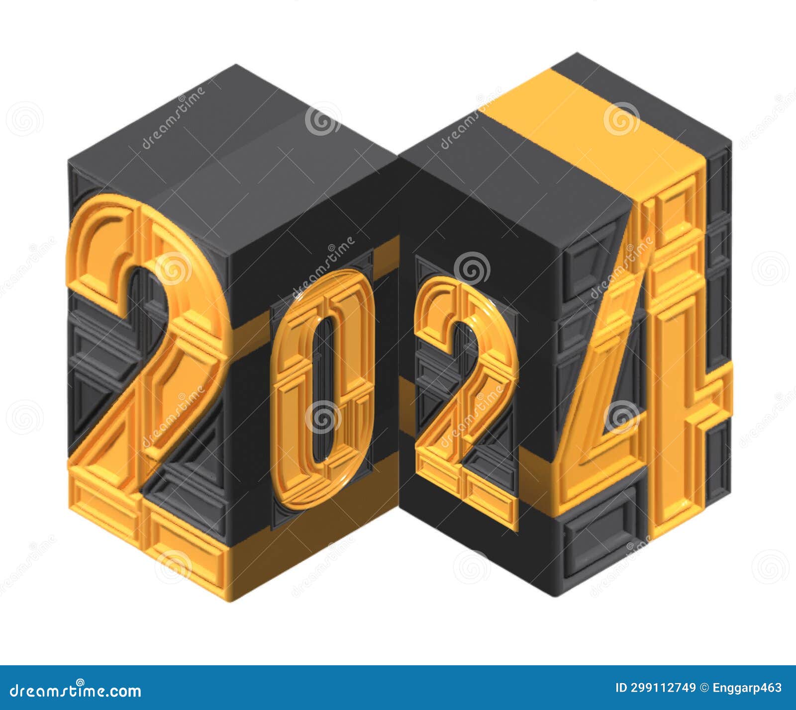 Abstract Shape 2024 Number Realistic 3D Render Stock Illustration ...