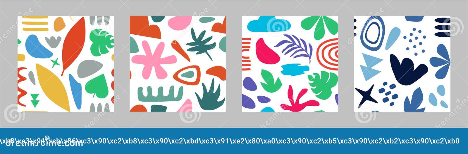 Abstract Shape Patterns, Tropical Leaves and Doodle Forms. Modern Flat ...