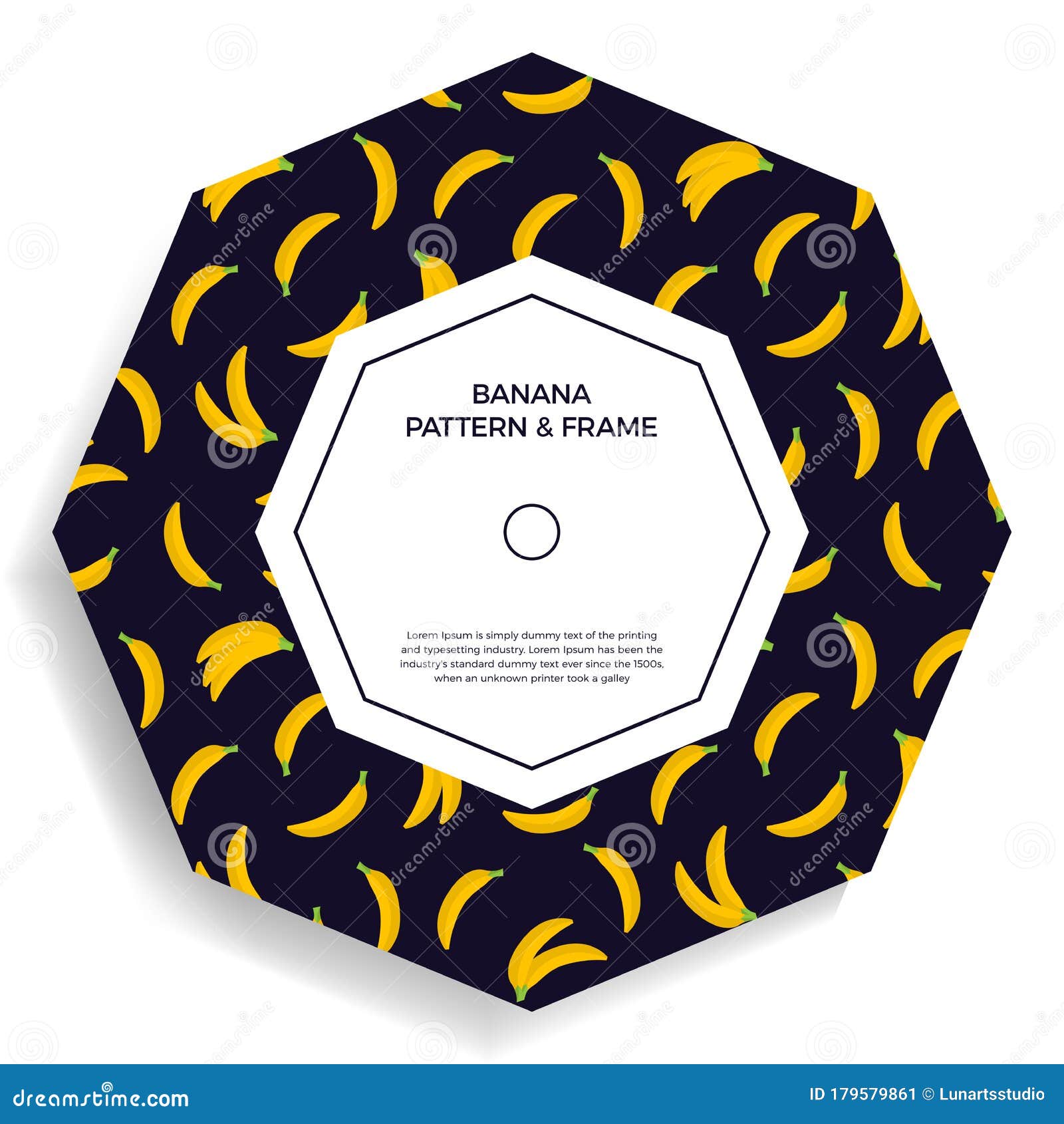 Abstract Shape Postcard with Seamless Banana Patterns. Vector Frame ...