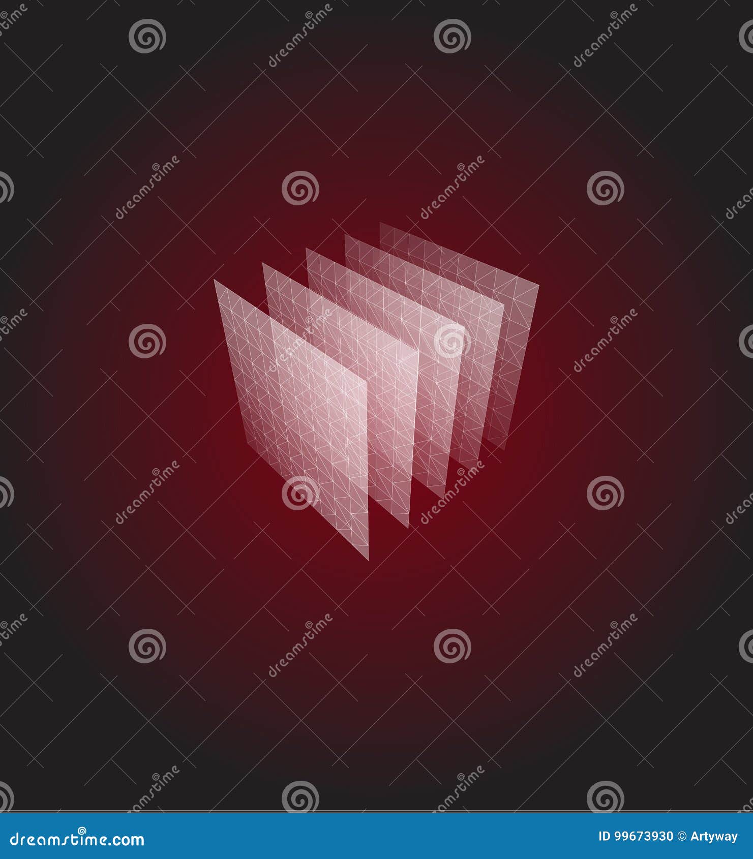 Abstract Shape. Red Geometric Visualization, Layers Cube. 3d ...