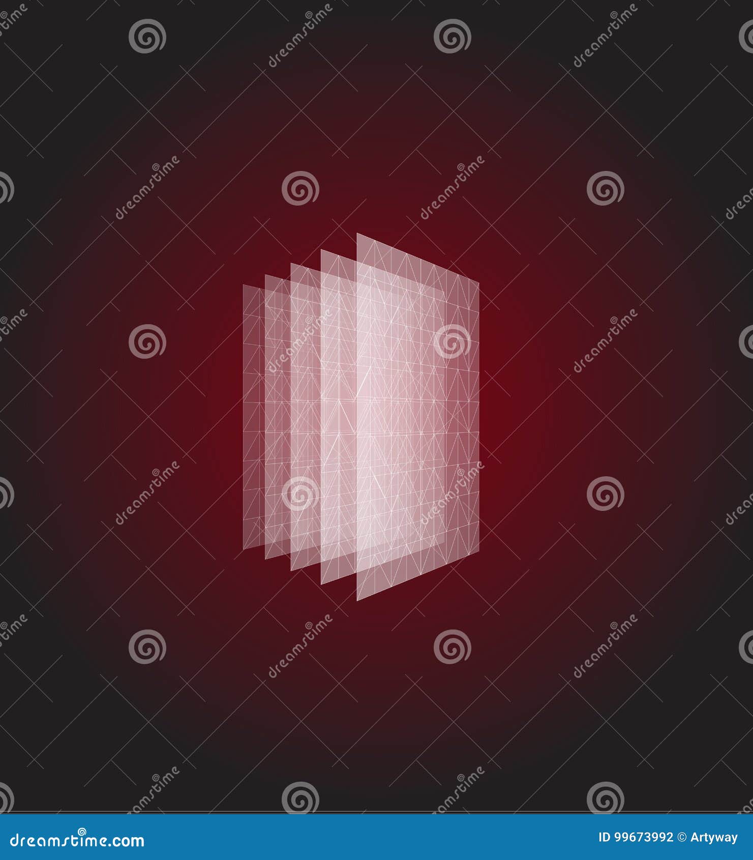 Abstract Shape. Red Geometric Visualization, Layers Cube. 3d ...