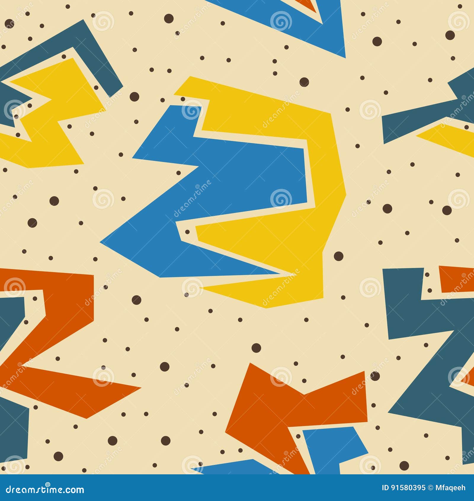 Abstract Weird Shapes with Dots Vector Seamless Pattern Stock Vector ...