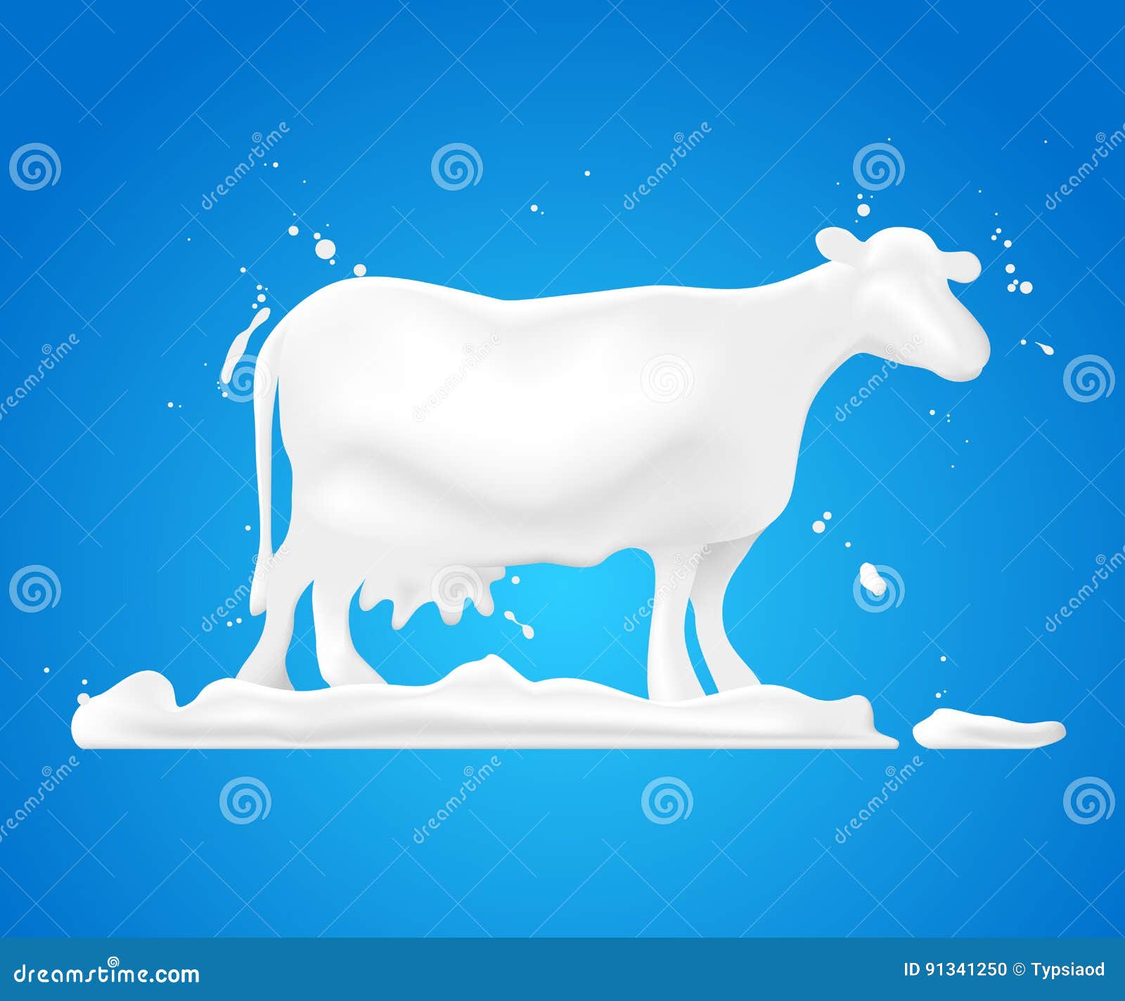 Abstract Shape White Cow on Grass and Splash Milk. Stock Vector ...